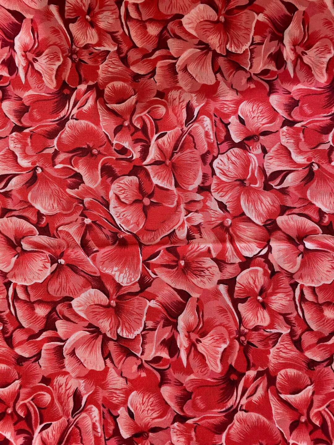 In Full Bloom Flower Print Fabric Red - 36" Long X 44" Wide - Woodrow ...