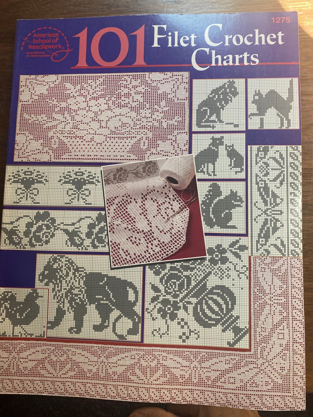 101 Filet Crochet Charts - 1999 - American School of Needlework - - Etsy