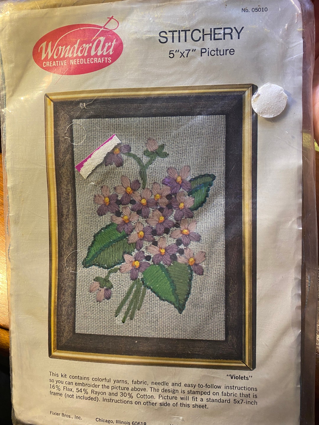Violets - Wonder Art Stitchery Stamped Crewel Embroidery Kit - 05010 ...