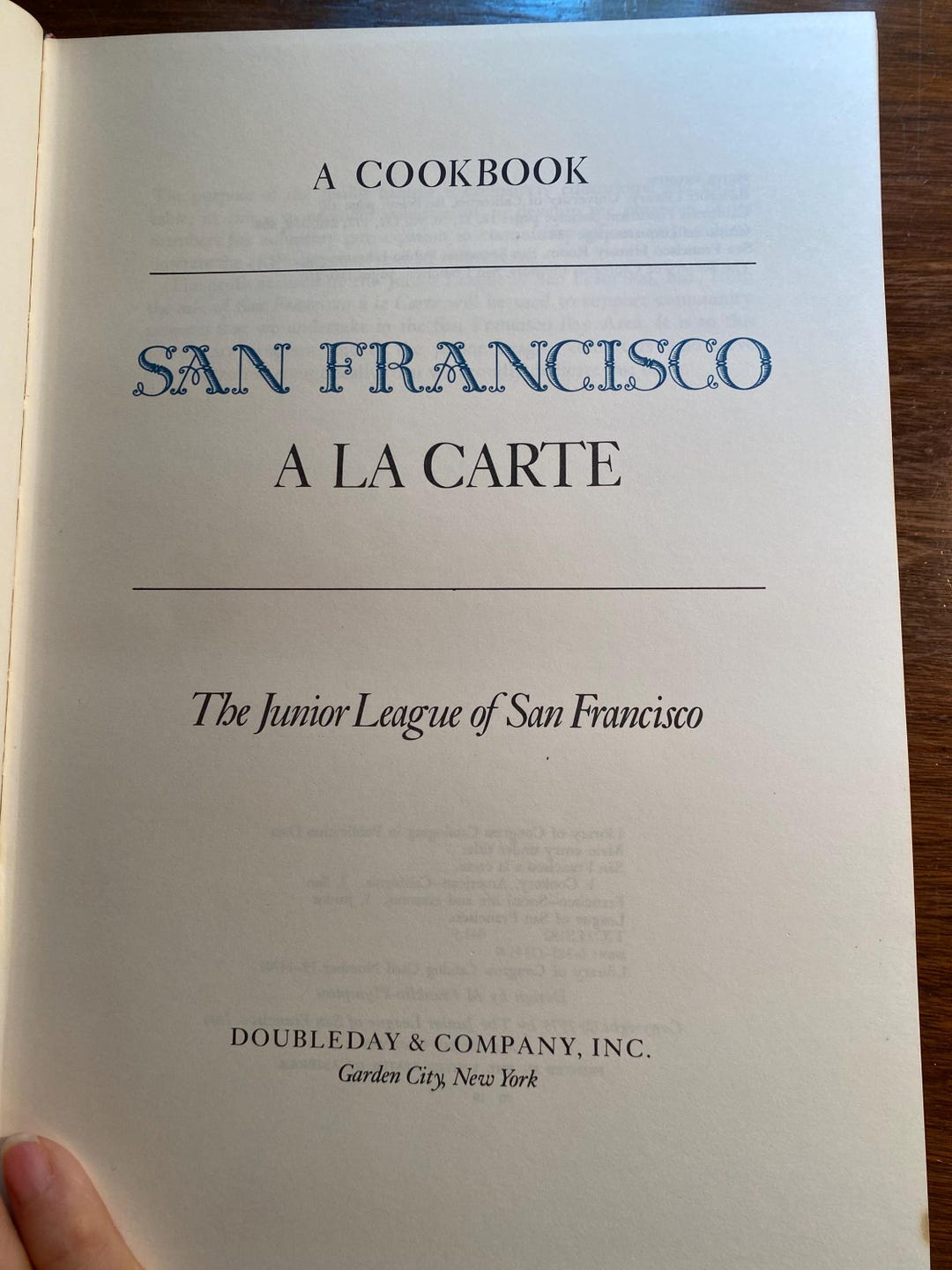 San Francisco A La Carte - California Cookbook Junior League of San ...