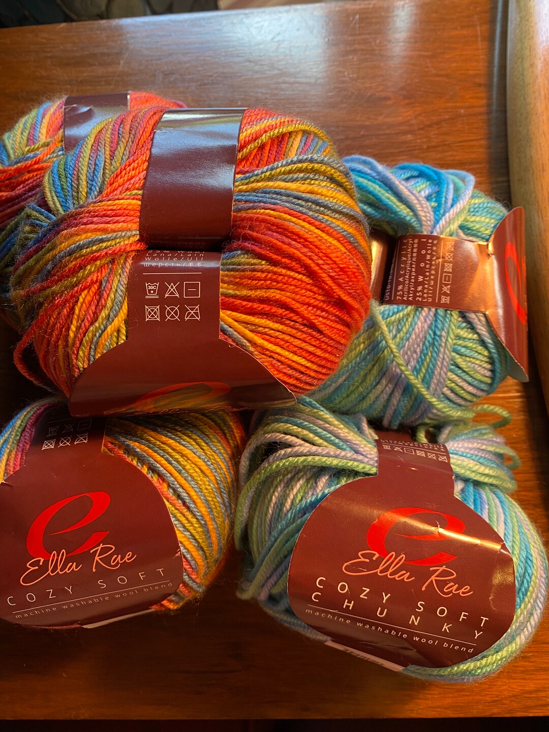 Ella Rae Cozy Soft Chunky Yarn - Wool Blend Choose Color Variegated ...