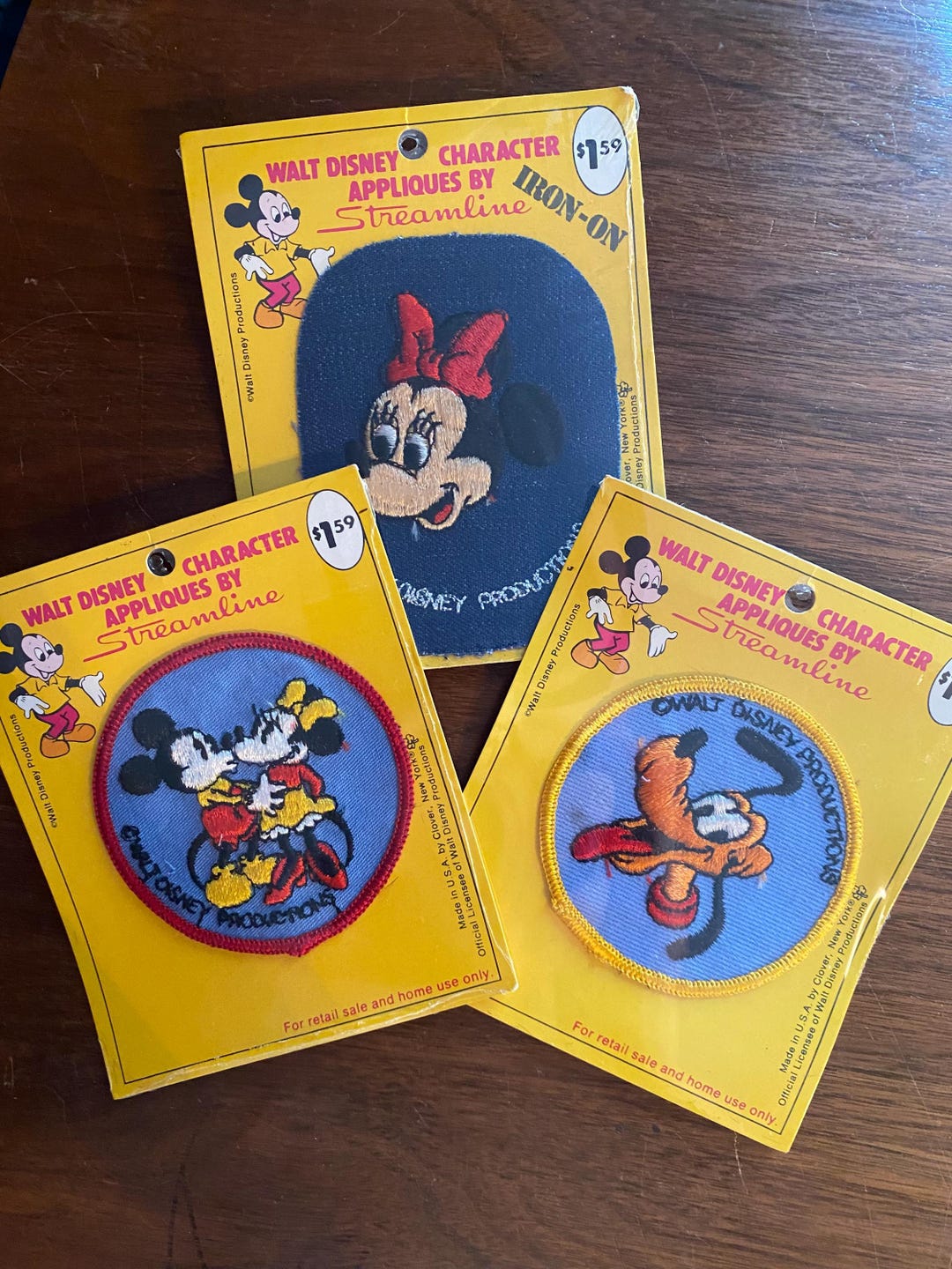 Walt Disney Character Appliques / Patch Pick: Pluto, Minnie or Minnie With Mickey (easy to Apply ...