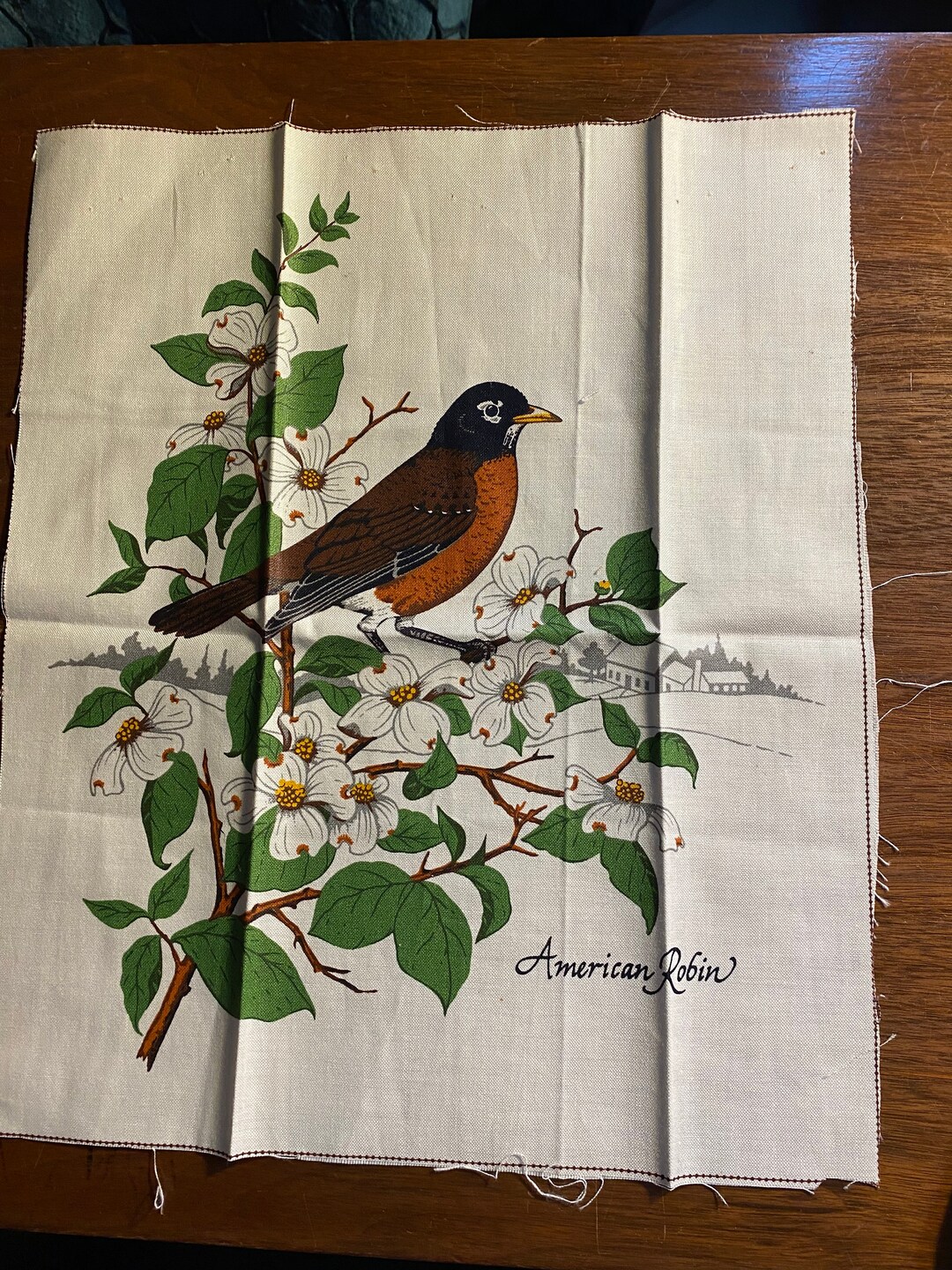 Bird Robin on Apple Tree Branch Fabric PANEL to Sew, 1 10 X 12 Ready to ...