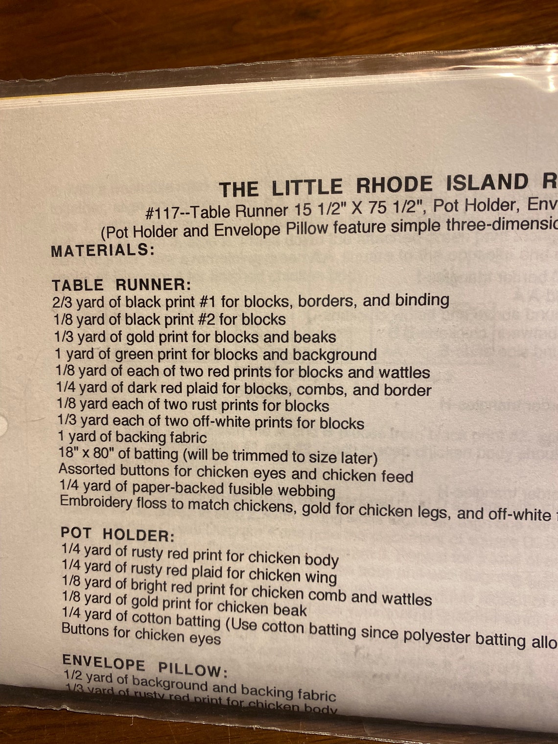 The Little Rhode Island Red Hen - Table Runner, Pot Holder, Envelope ...