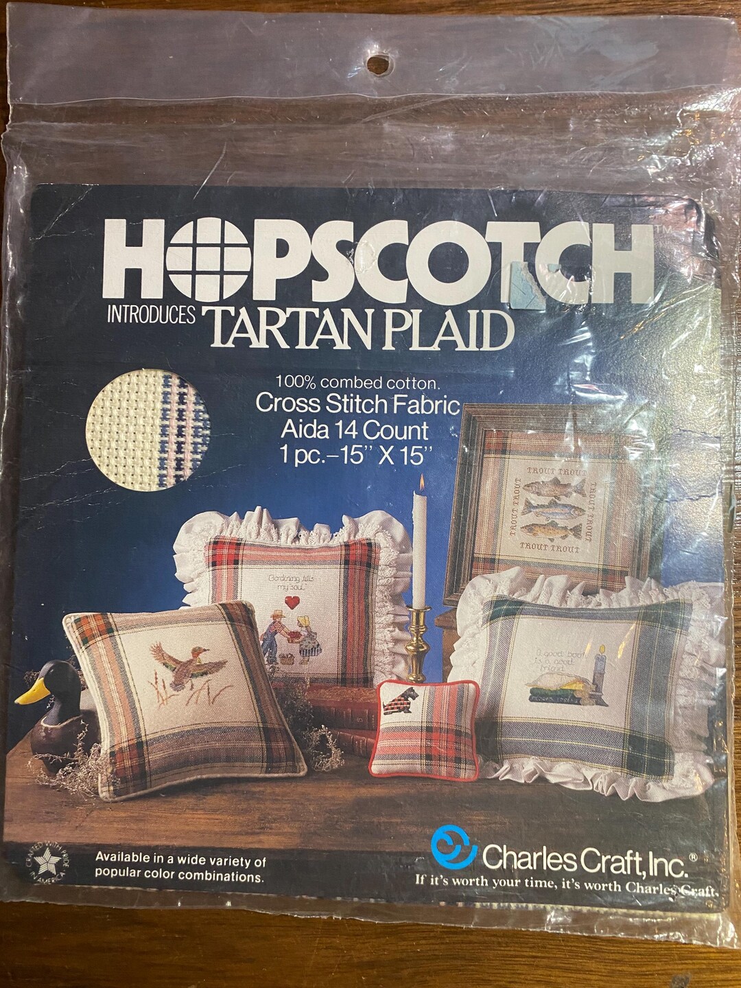 Hopscotch Tartan Plaid Cross Stitch Fabric by Charles Craft, Aida 14 ...