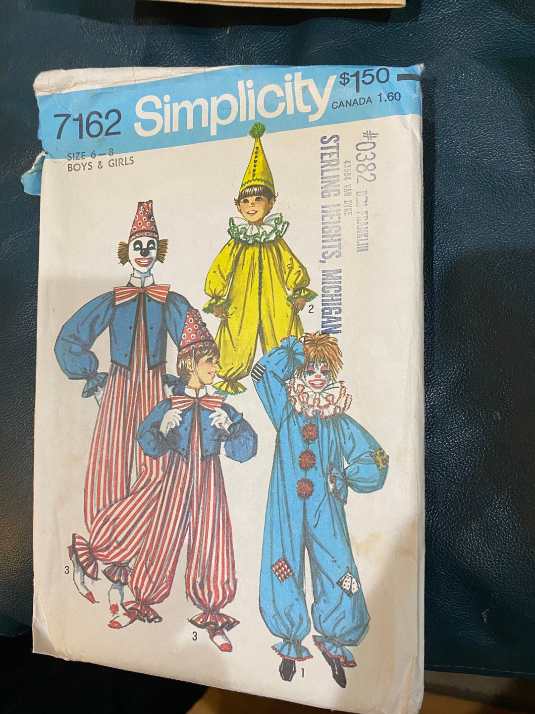 Classic Clown Halloween Dress up Costume Simplicity 7162 Pattern Sizes ...