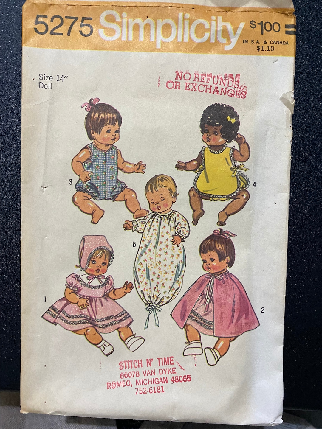 Doll Clothes Pattern Fits 12" Baby Doll - Simplicity 5275 - Dresses ...