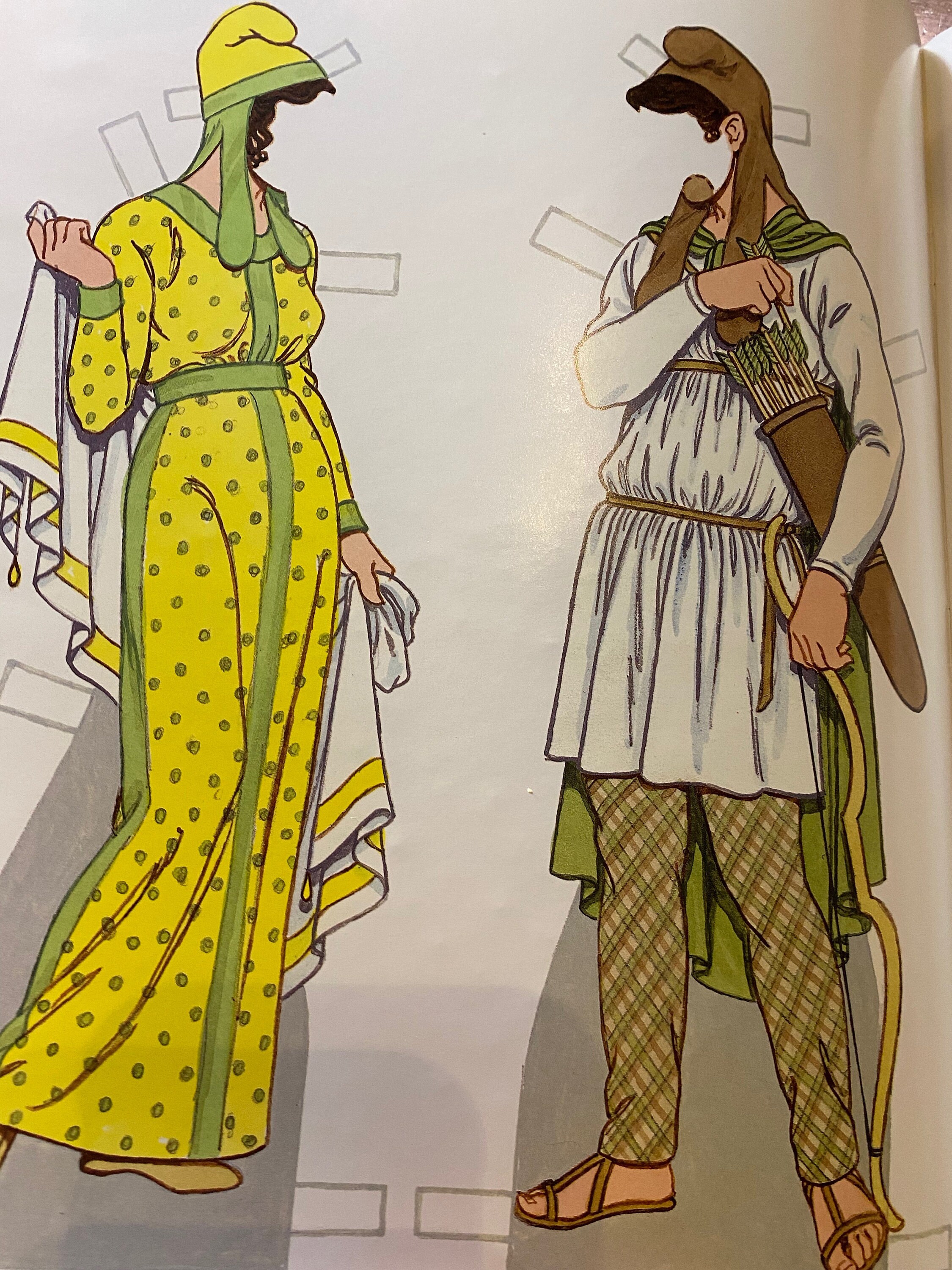 Ancient Greek Costumes Paper Dolls - 2 Dolls and Finished Clothes ...