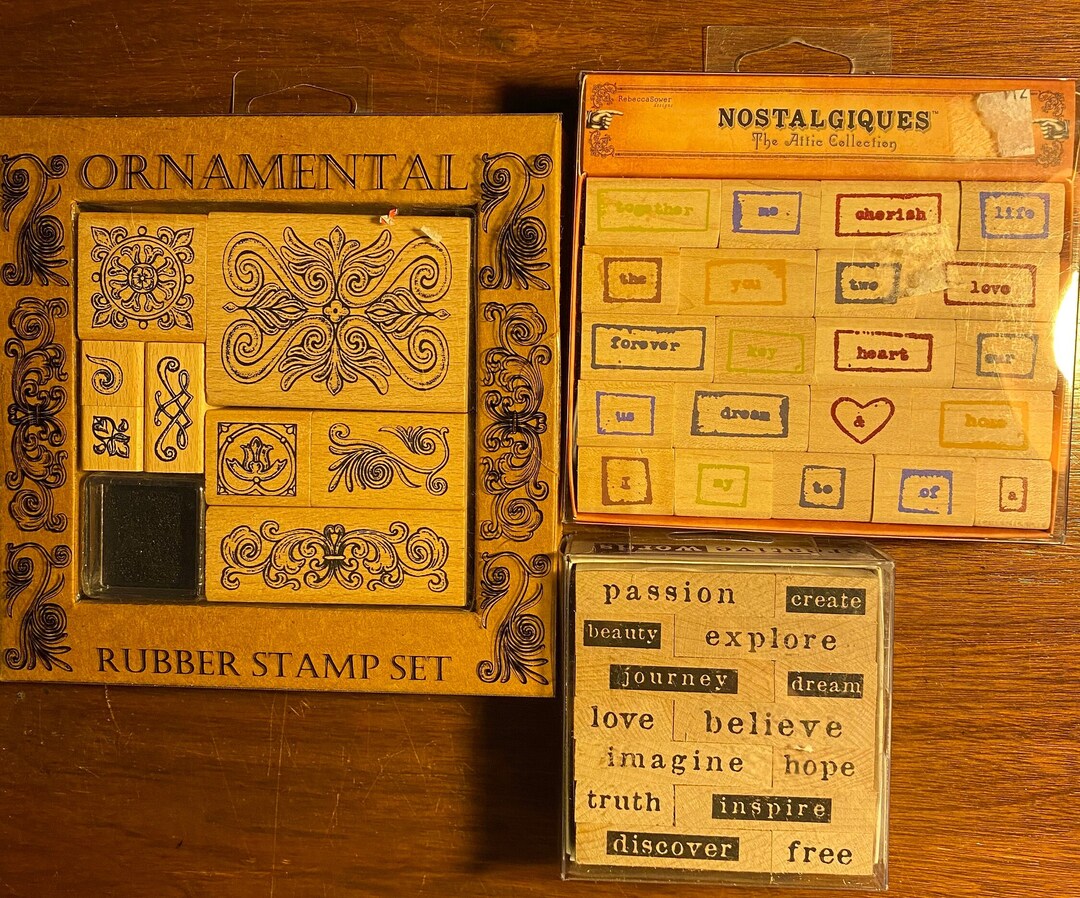 Rubber Stamp Blocks - Pick a Set: Creative Words, Nostalgiques or ...