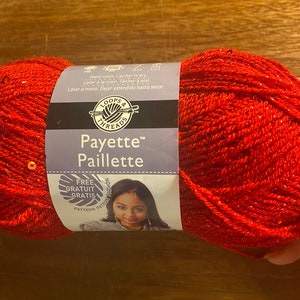 Loops & Threads Payette Ruby Red Yarn Touch of Metallic Red 216 Yards 1 ...
