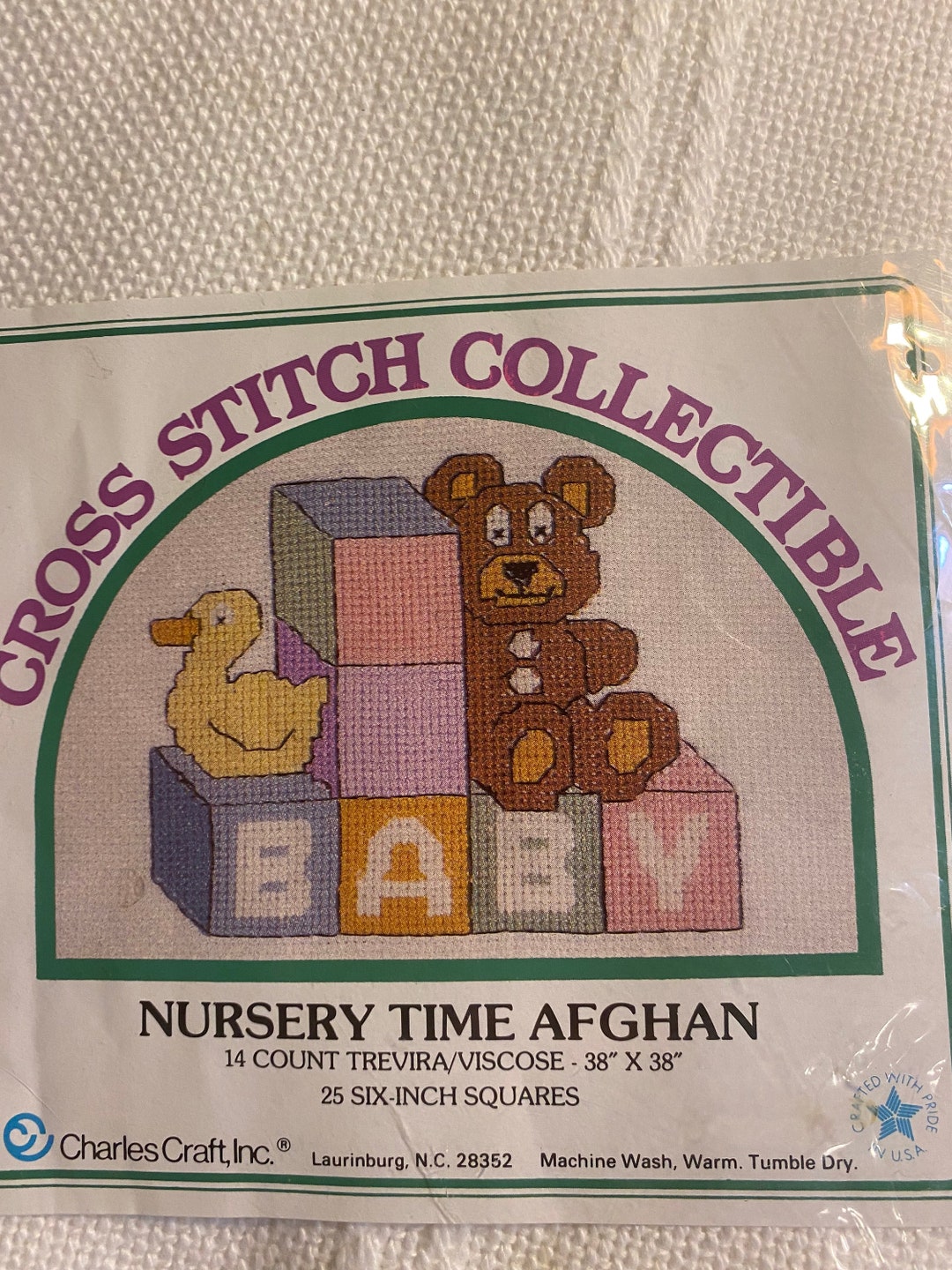Charles Craft Nursery Time Afghan Blanket - Needlework Fabric - Baby ...