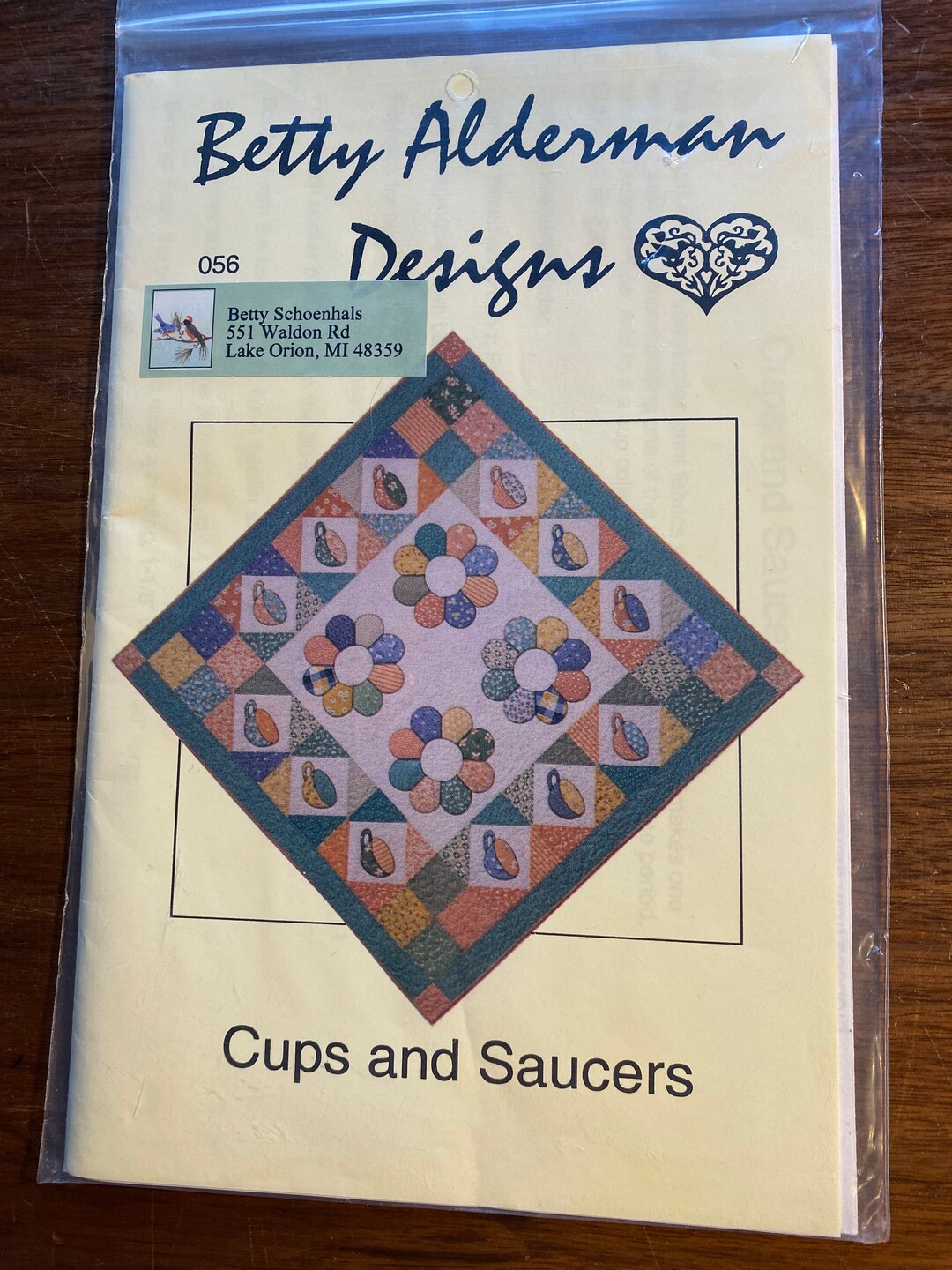 Tea Cups and Saucers APPLIQUÉ Pattern - Betty Alderman Designs 056 ...