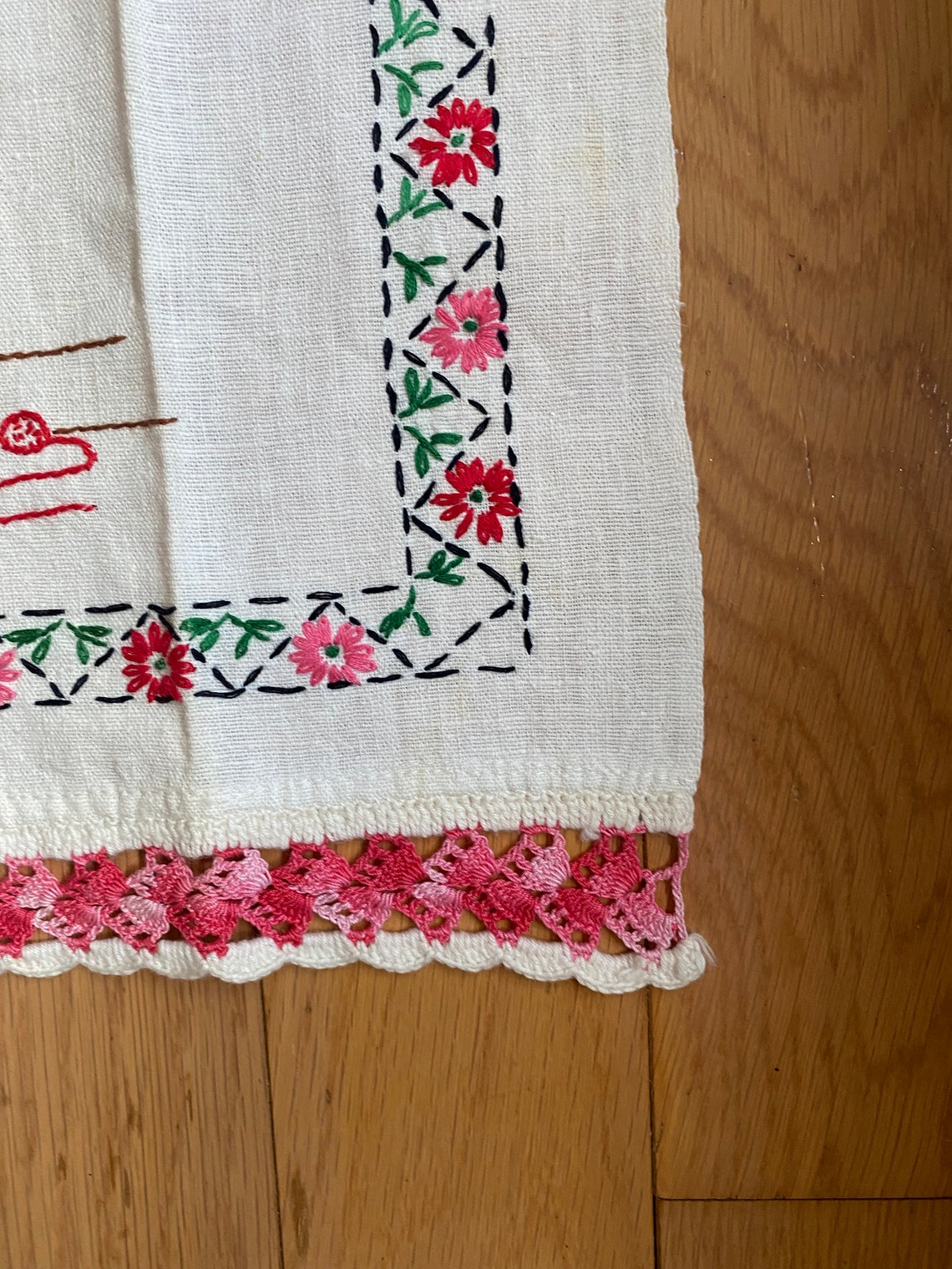 Hand Embroidered Wednesday With Grandma Knitting Tea Towel (dish Towel ...