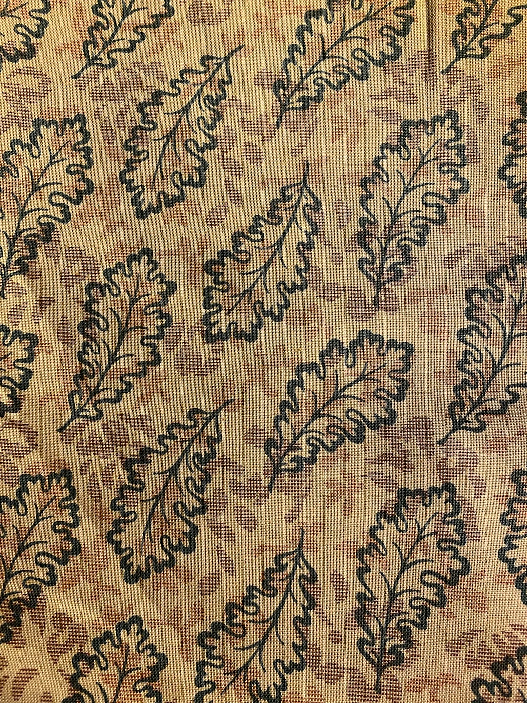 Green Shadow Leaf Design Print Fabric on Taupe Background - 36" X 44 ...