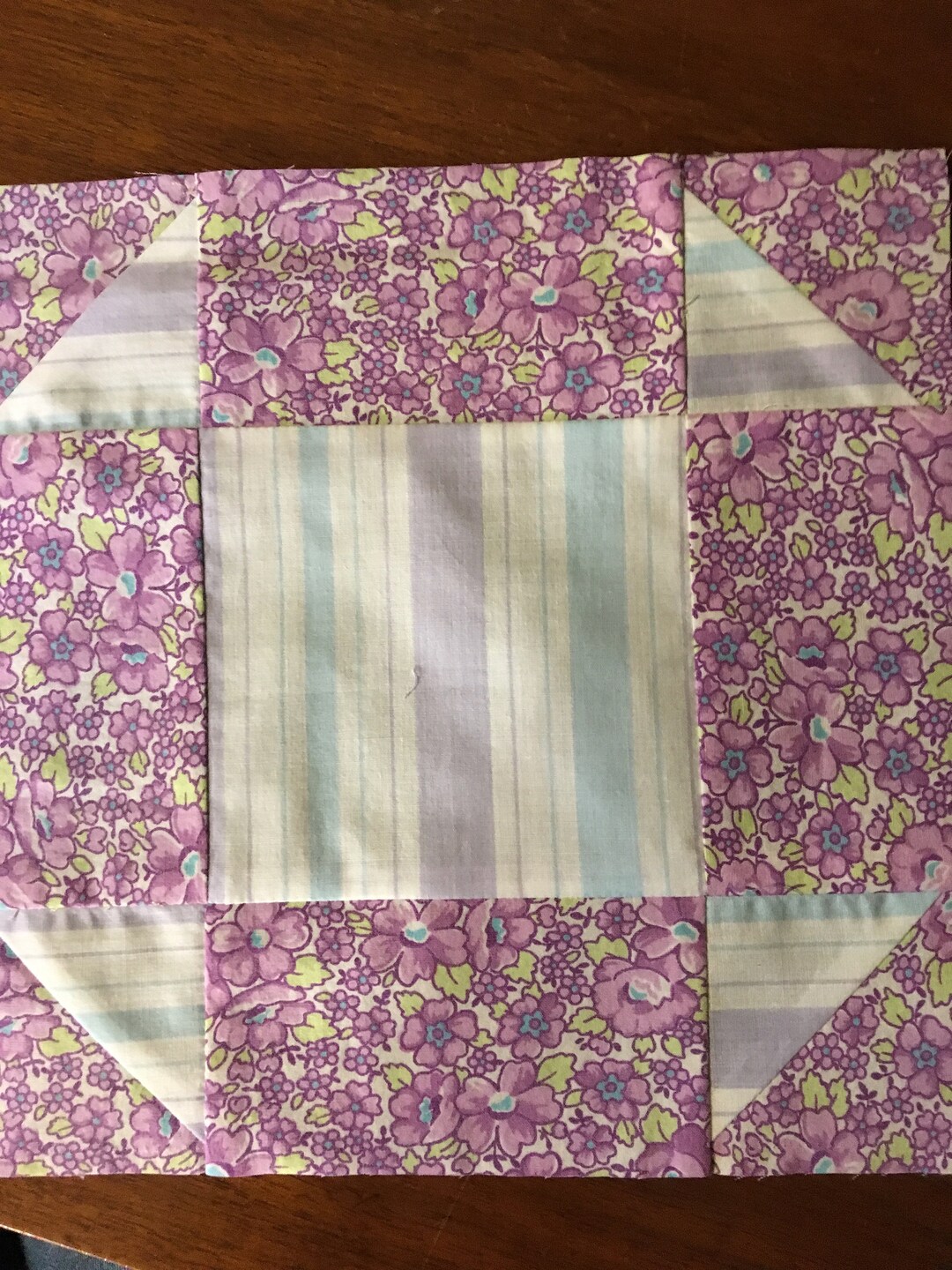 Purple Fabric Quilt Block (square) Finished 1 - 9" Block Floral Fabrics ...