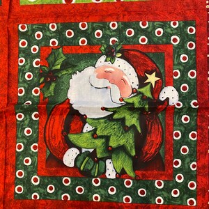 Santa & SNOWMAN Christmas Fabric PANEL, 4 Squares Ready to Sew Into a ...
