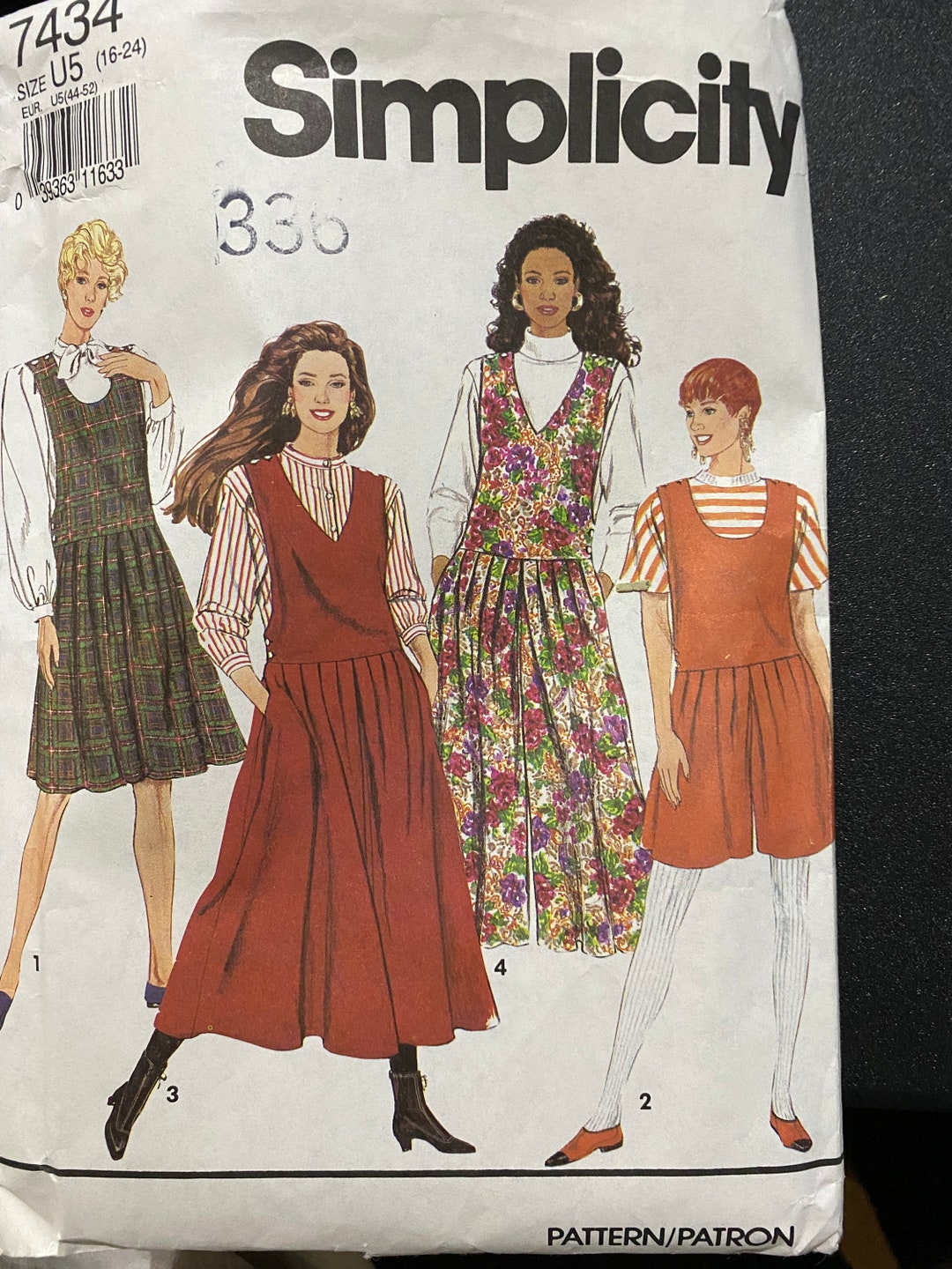 Misses / Women's Summer Jumper / Dress / Coulotte Jumper 1991 Simplicity 7434 Pattern Easy ...