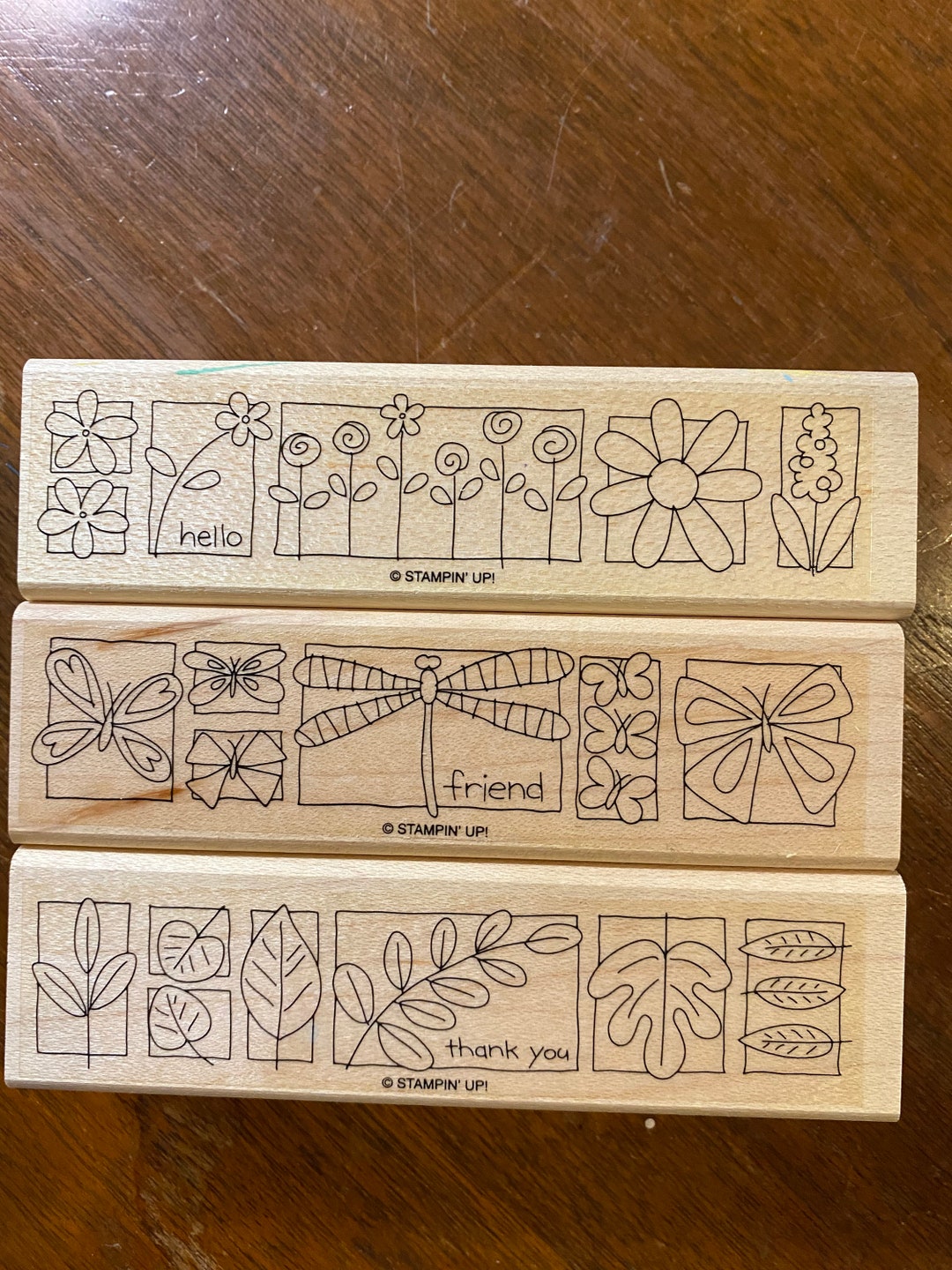 Stampin UP Rubber Stamp Blocks - A Little Bit of Happiness 3 Blocks ...