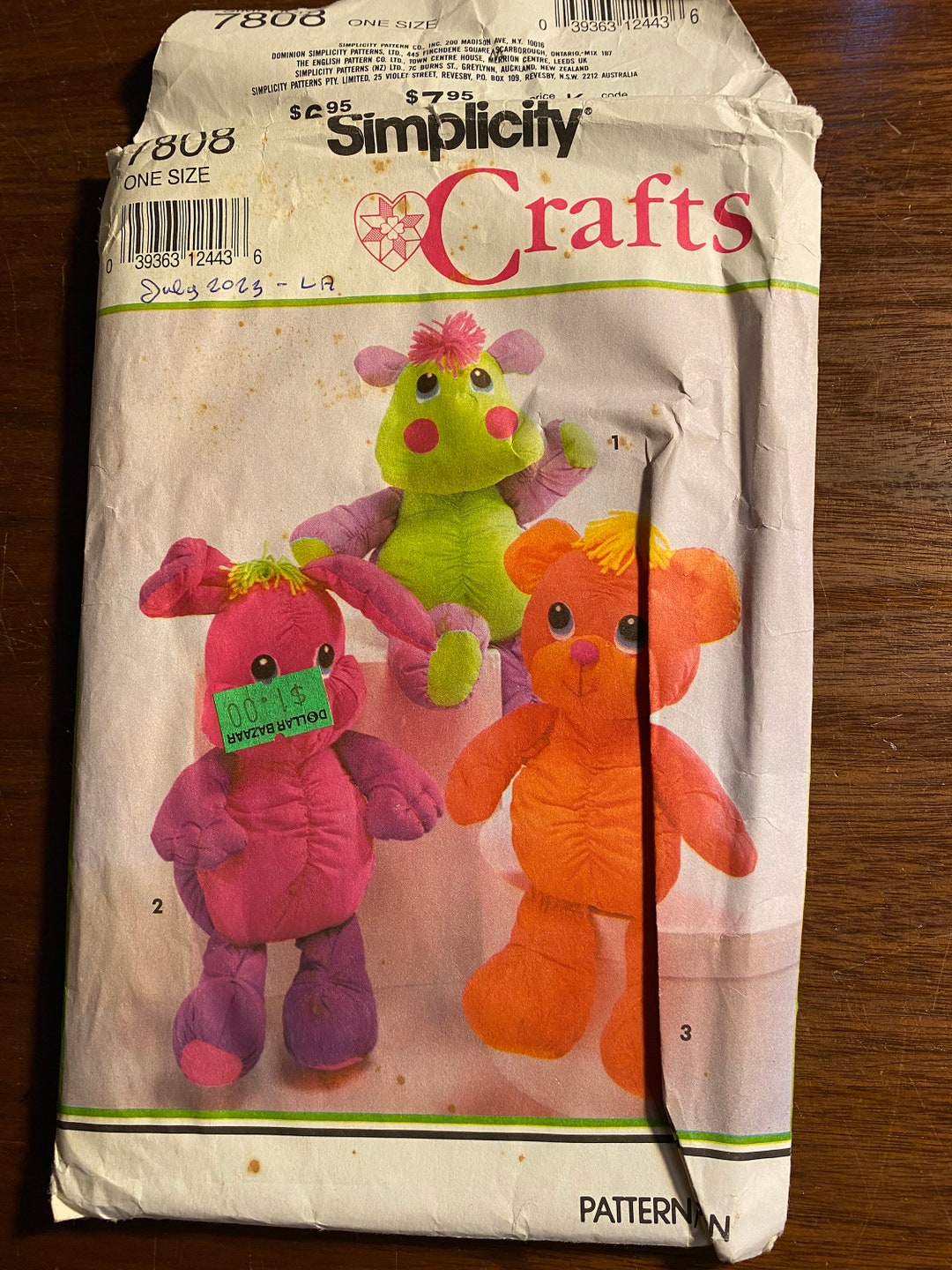 Soft Stuffed Animals - Cuddly Bear, Bunny, Hippo - Simplicity 7808 ...