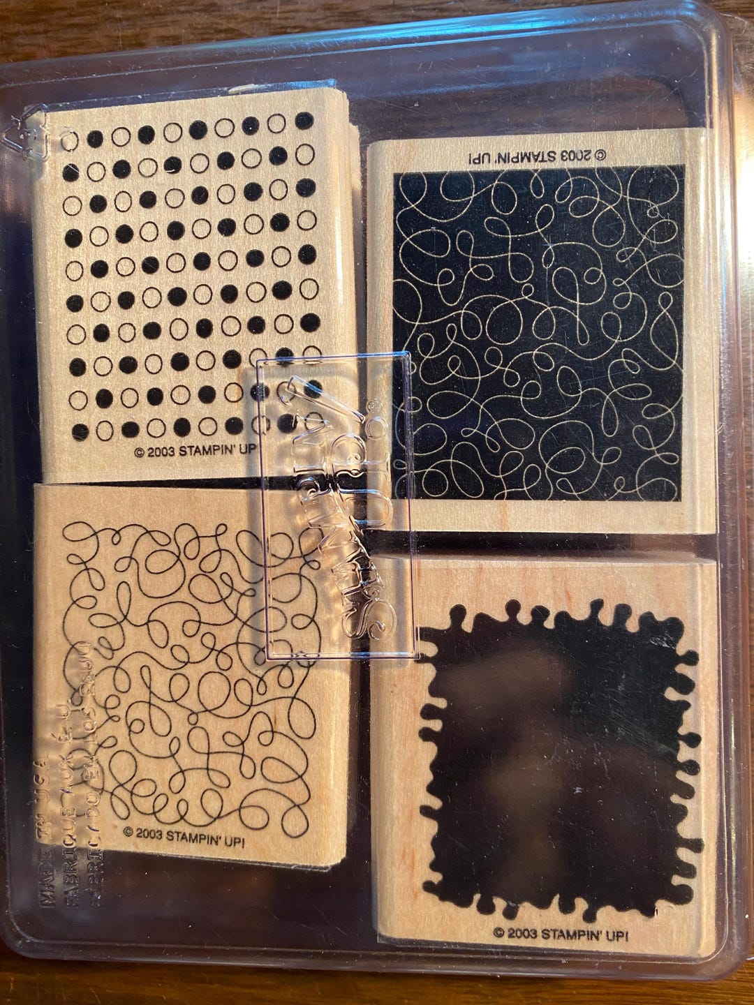Stampin UP Rubber Stamp Blocks - 3 All Over Print and 1 Ink Spot - 2003 ...