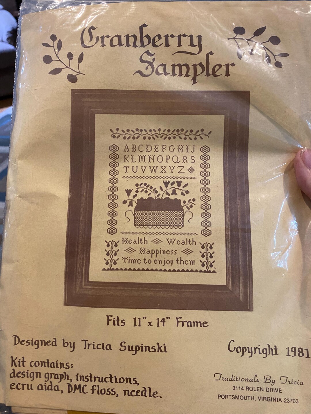 Cranberry Sampler - Cross Stitch Embroidery Stitchery Kit - Tricia ...