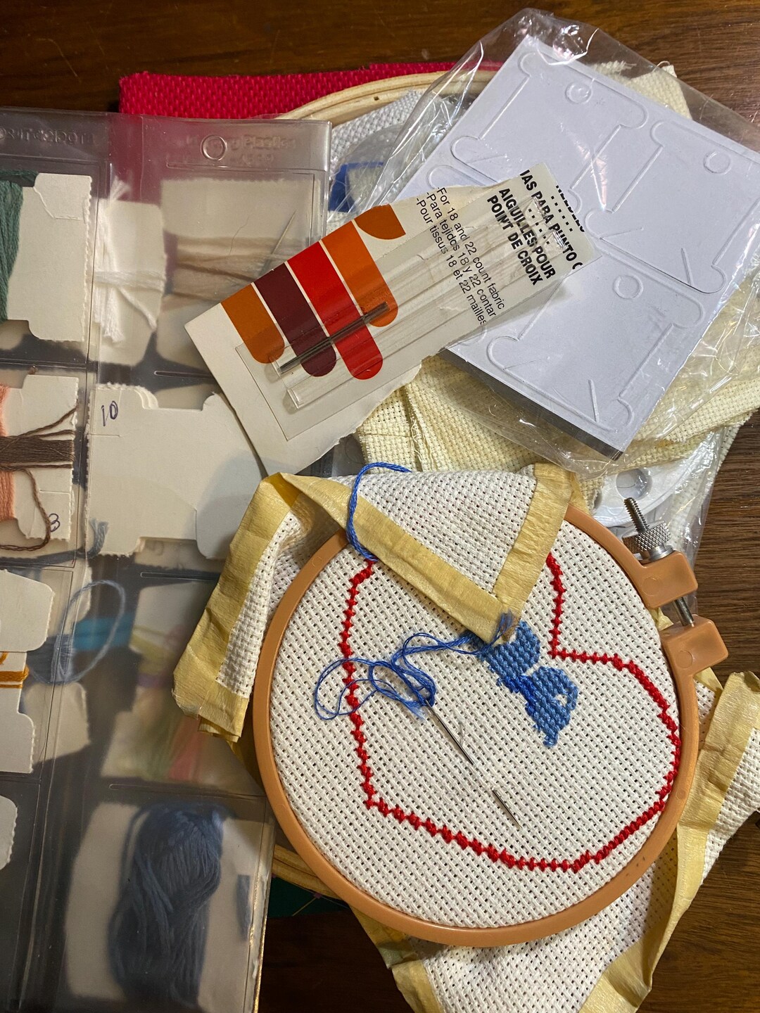 Cross Stitch Bundle - 3 Hoops, Floss Holder / Sorter, Floss Bobbin ...