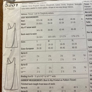 Daisy Kingdom Wrap Full Cover Apron Simplicity 5201 Pattern. Uncut Size ...