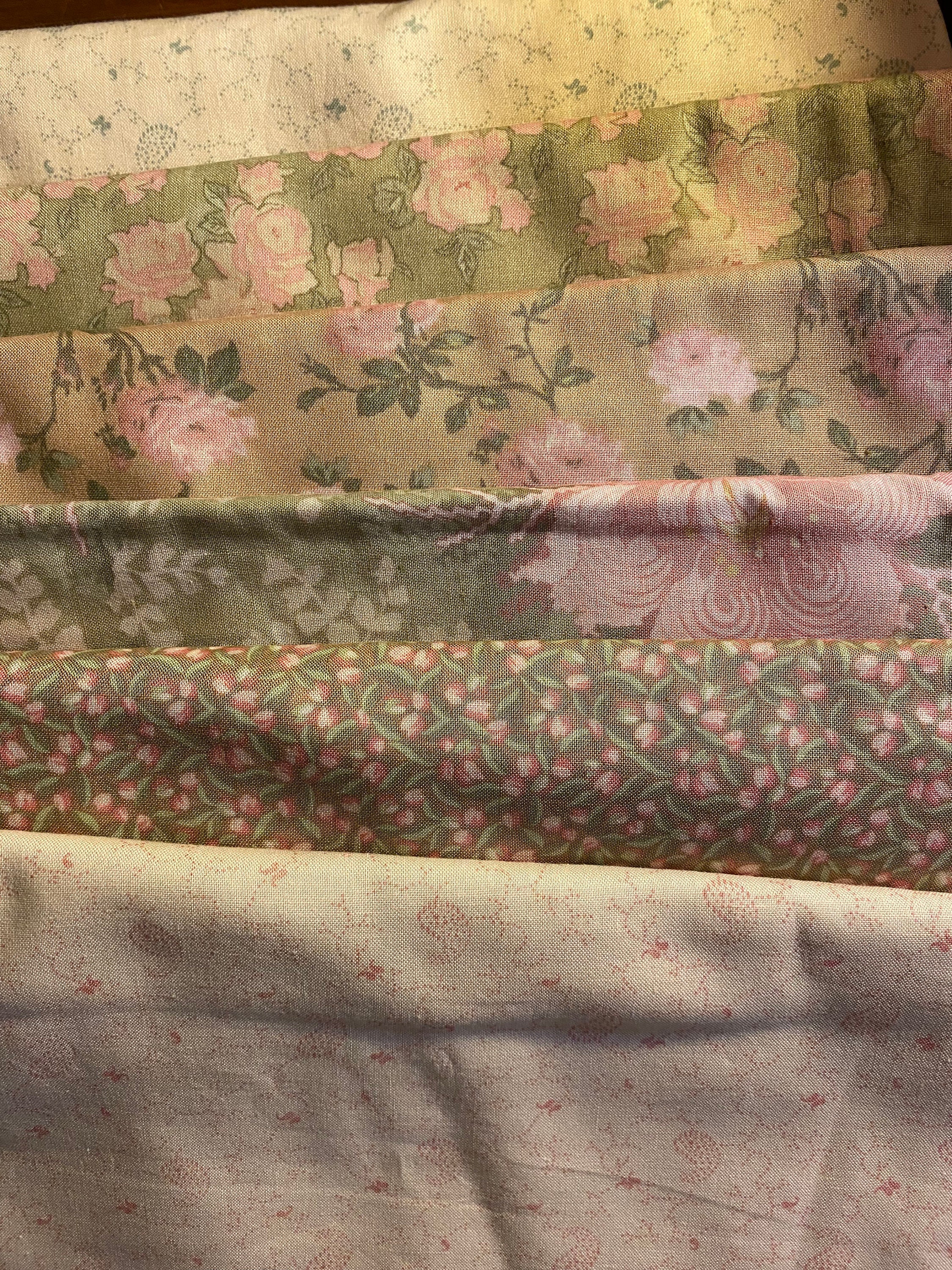 Pick Coordinating Fabric Flowers / Roses / Pinks - Greens - Mauve ...