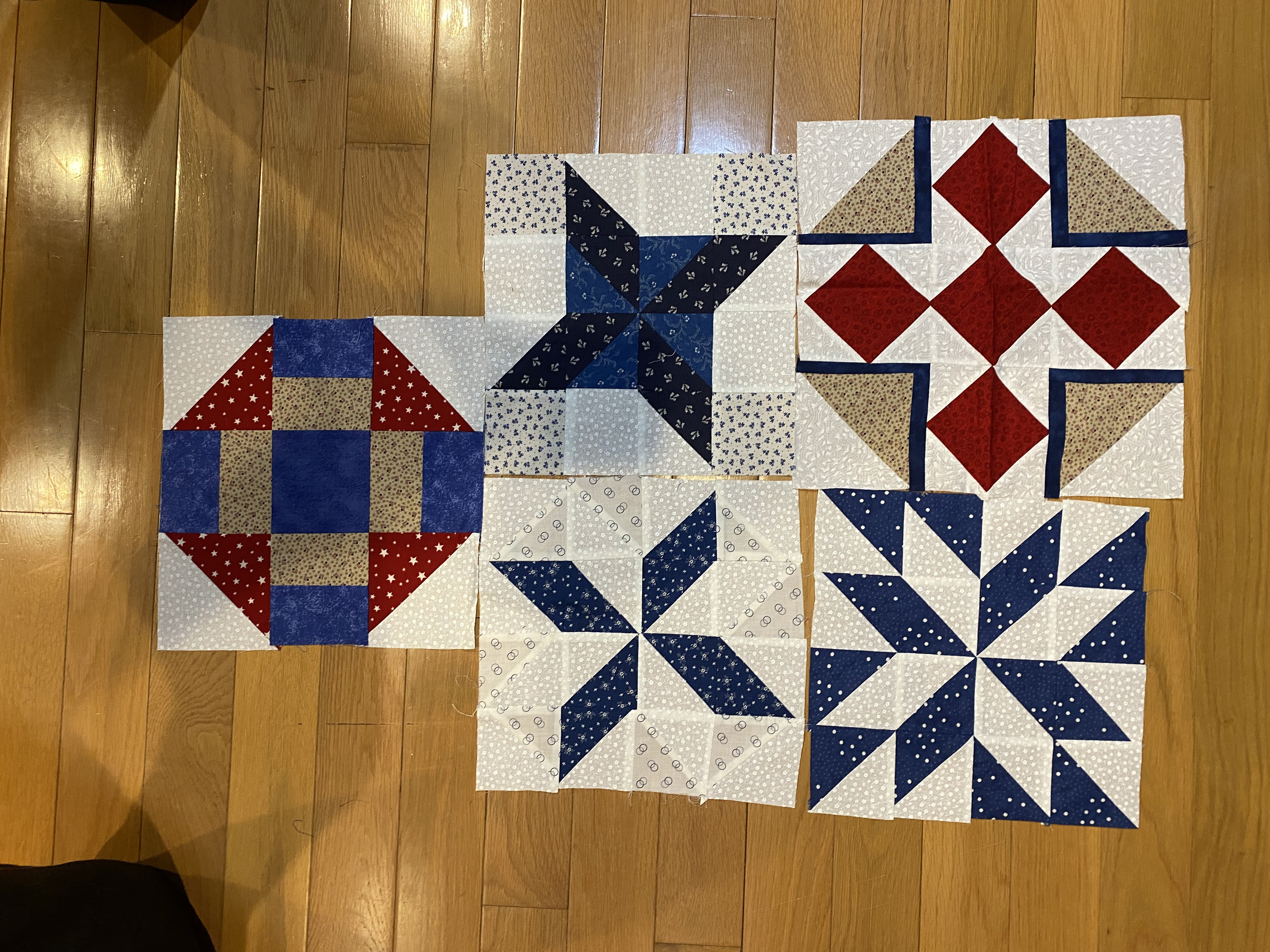 Choose Red White Blue Fabric Quilt Block (square) Finished - Machine ...
