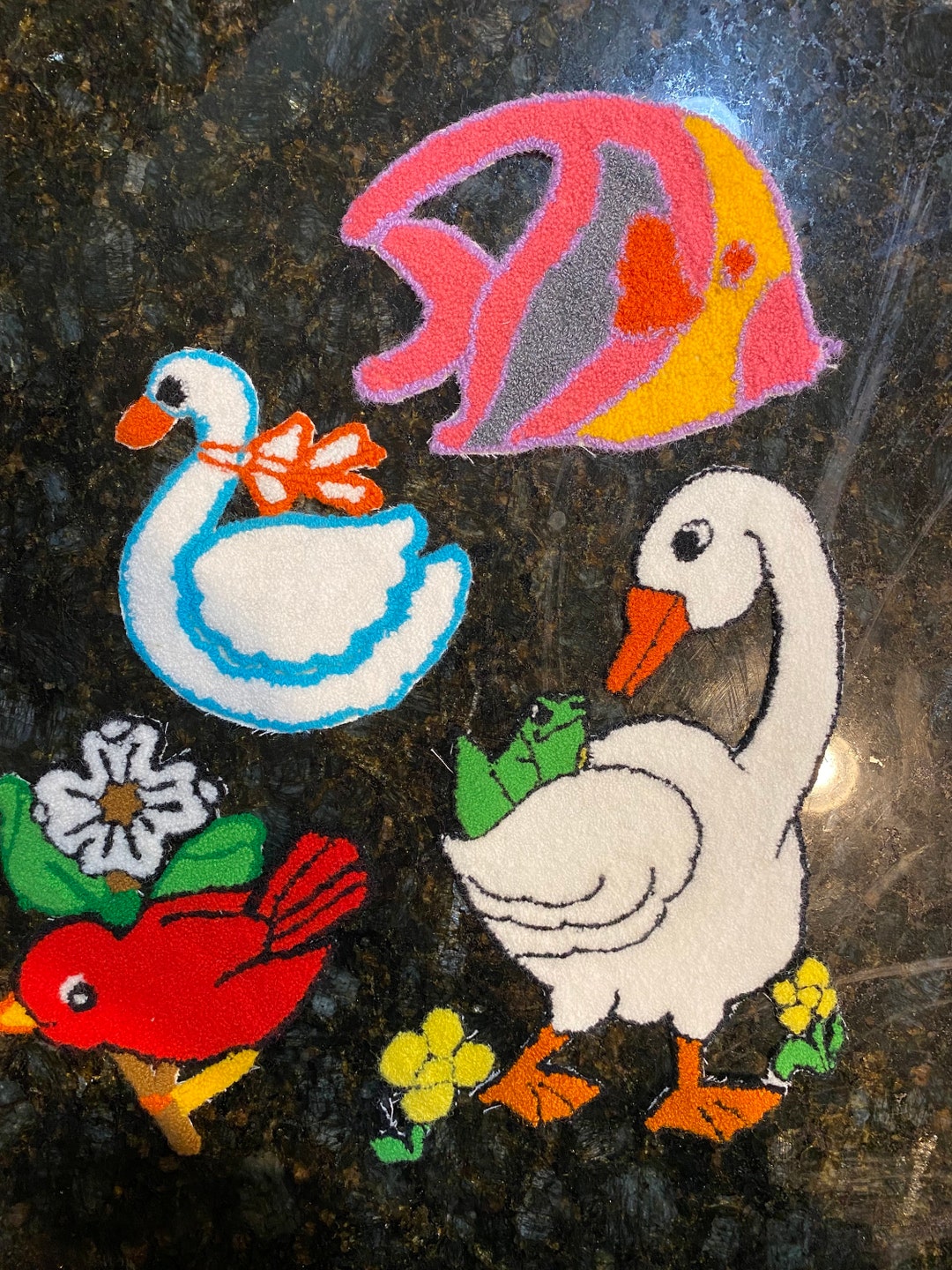 Bird / Fish Needle Punch Patch - Choose Type (easy to Apply) Glue or ...