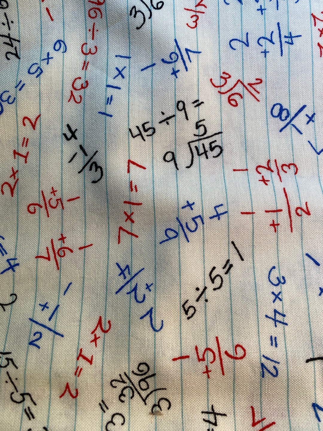 Arithmetic / Math Problems Print Fabric 36" X 44" - Beige Background W ...