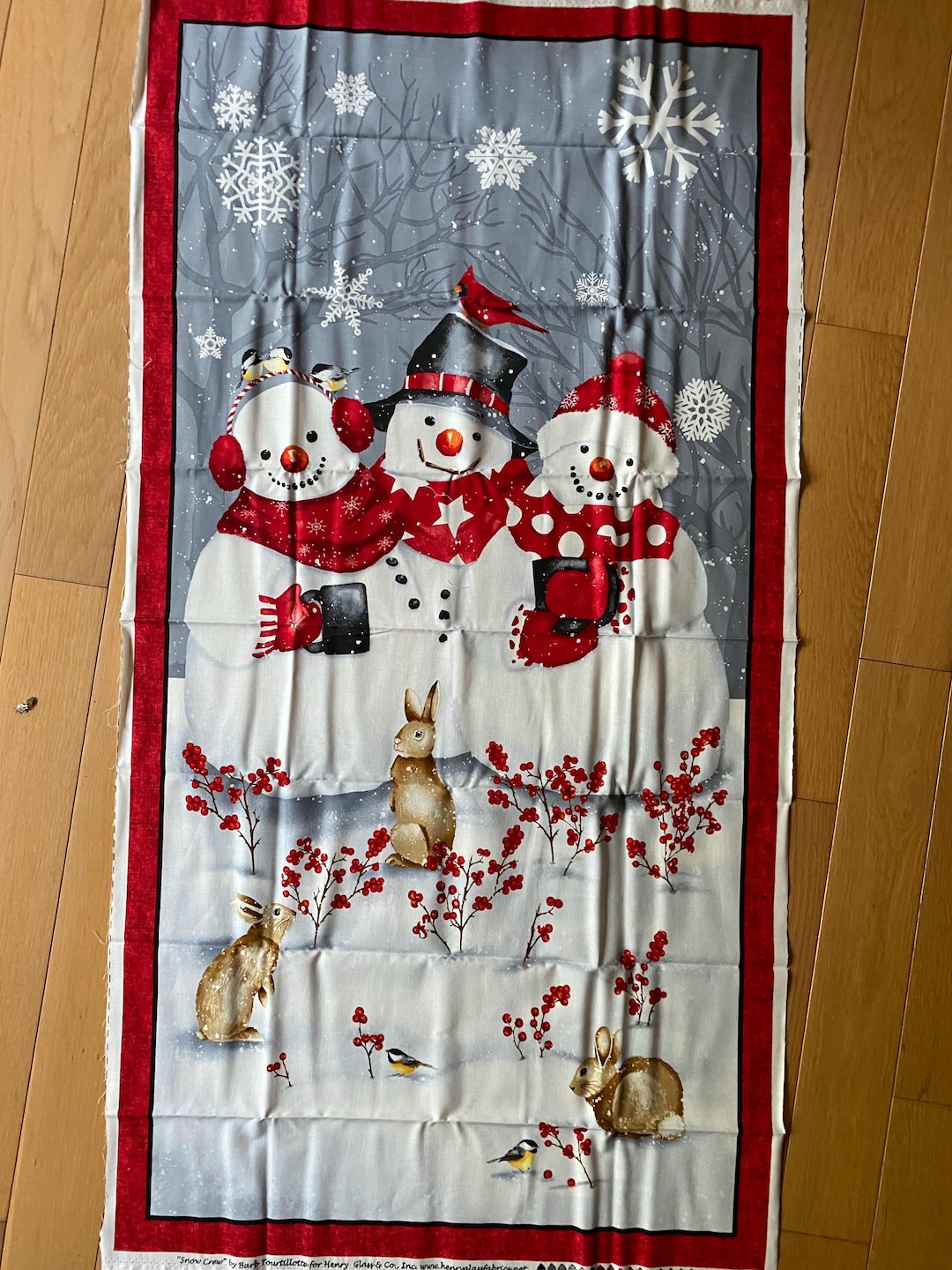Snow Crew Large Snowman Christmas Fabric PANEL, 23" X 44" Ready Sew ...