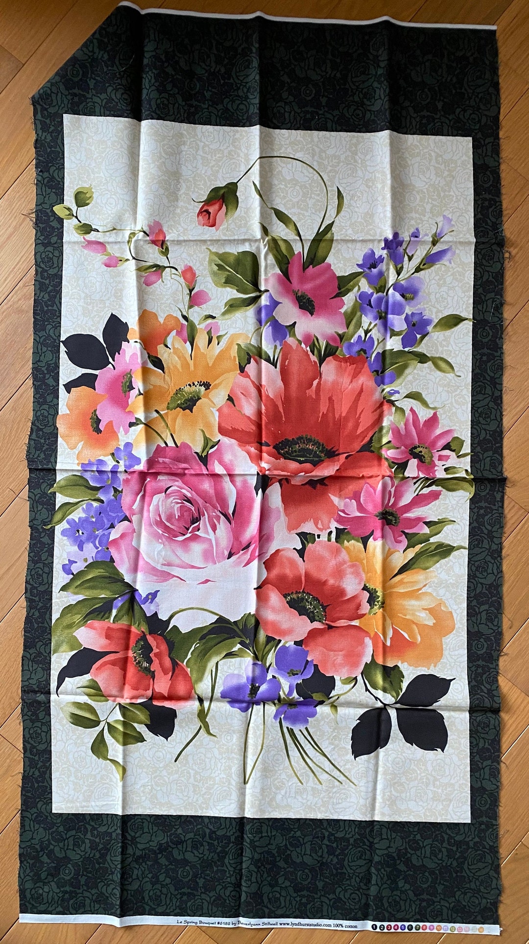 Le Spring Bouquet Flower Fabric Panel Sew - Appliqué, Quilting, Tote ...