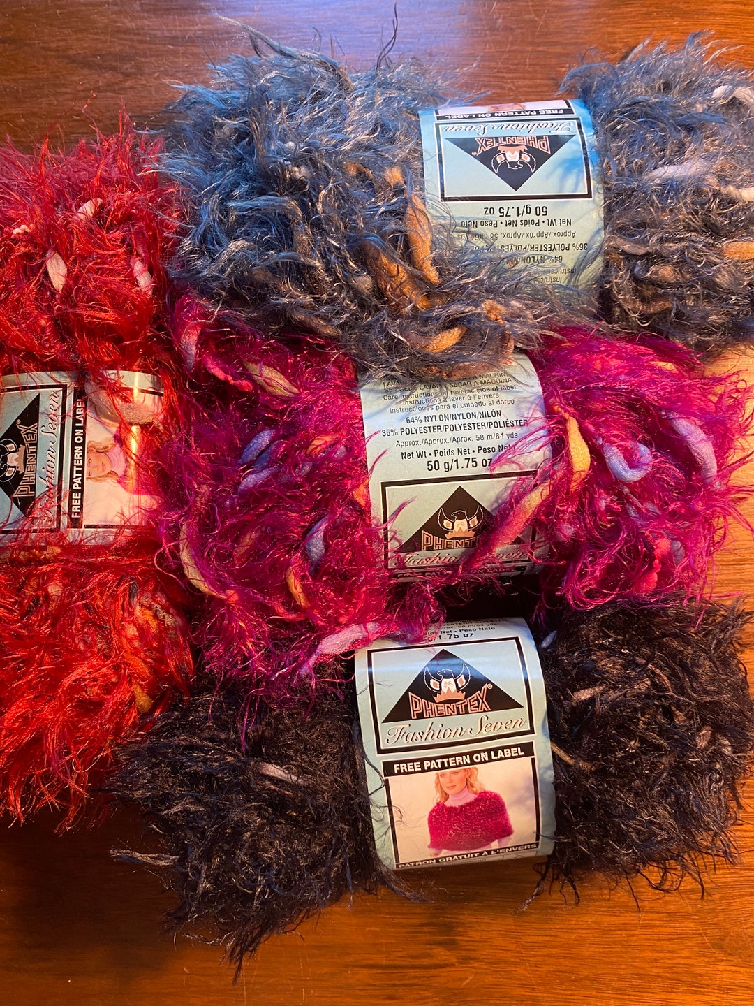 Phentex Fashion Seven Yarn - Pick Color: Grey, Red, Purple - 64% Nylon ...