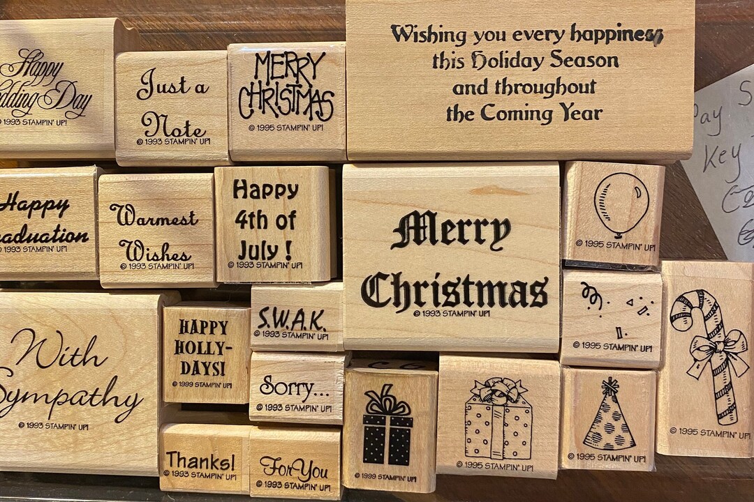 Stampin UP Rubber Stamp Blocks - Holiday Fun With Sayings - From 1990s ...