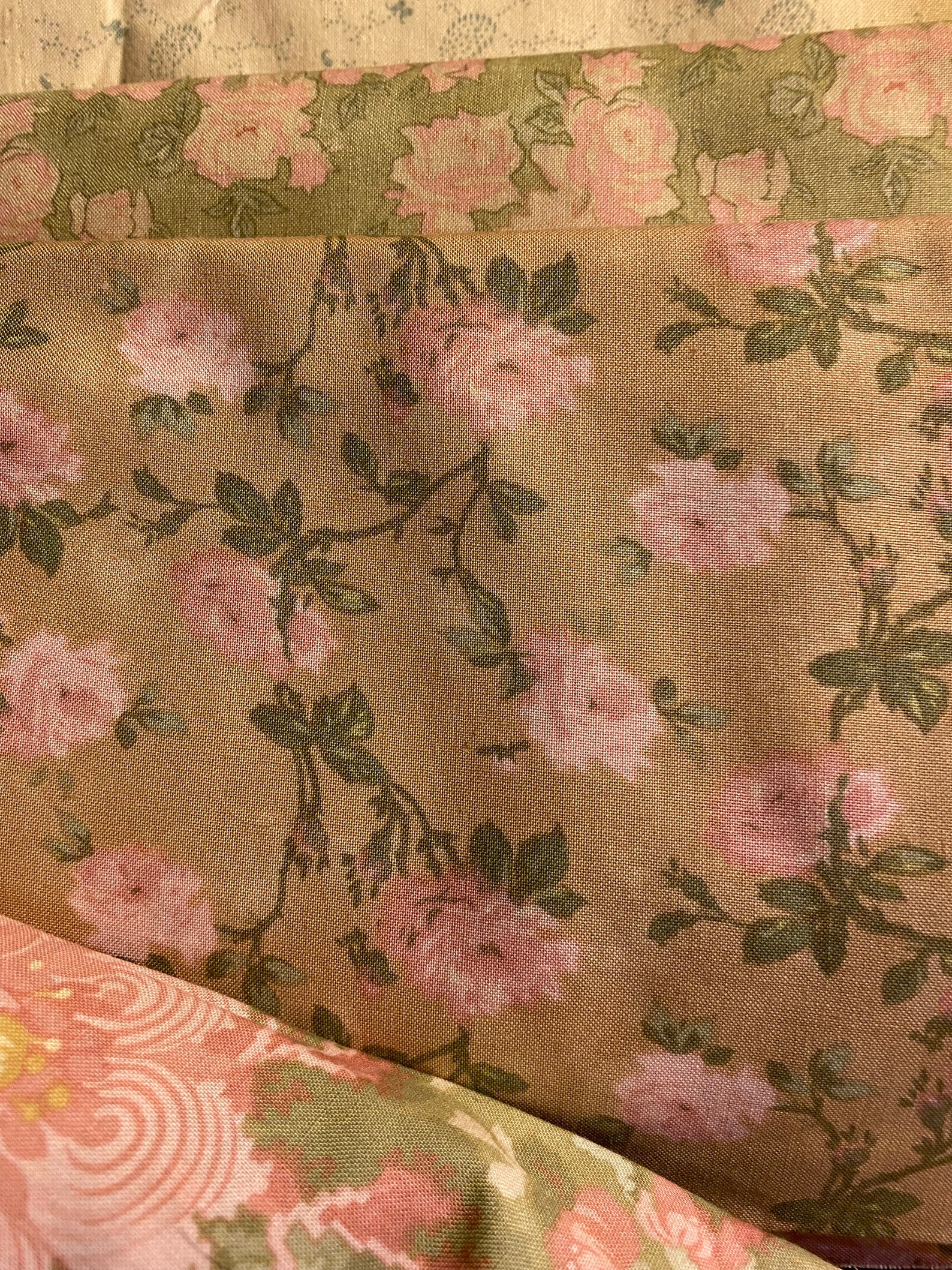 Pick Coordinating Fabric Flowers / Roses / Pinks - Greens - Mauve ...