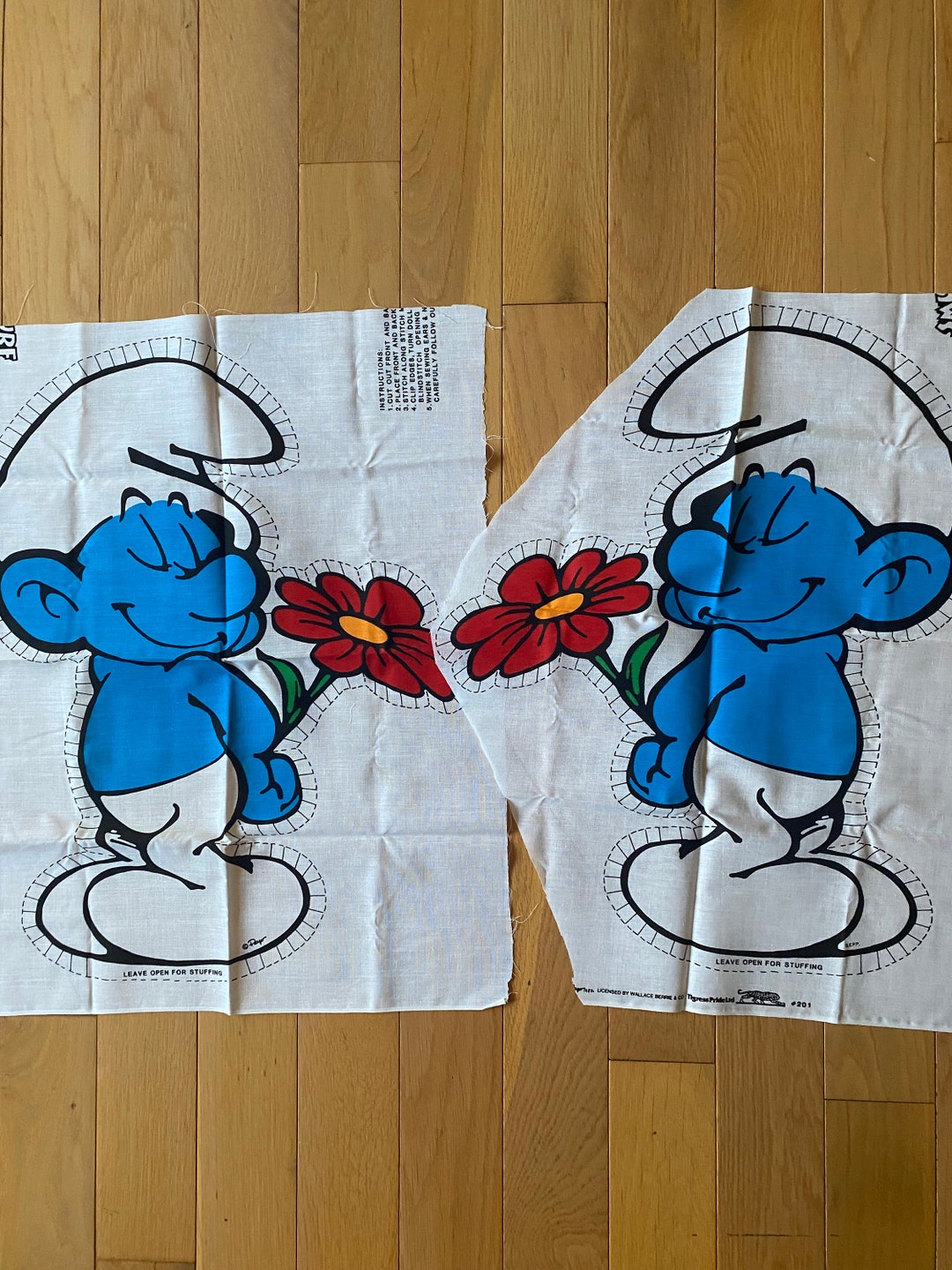 Smurf - Toy Pillow Fabric PANEL , Front & Back - 18" X 14" Ready to Sew ...
