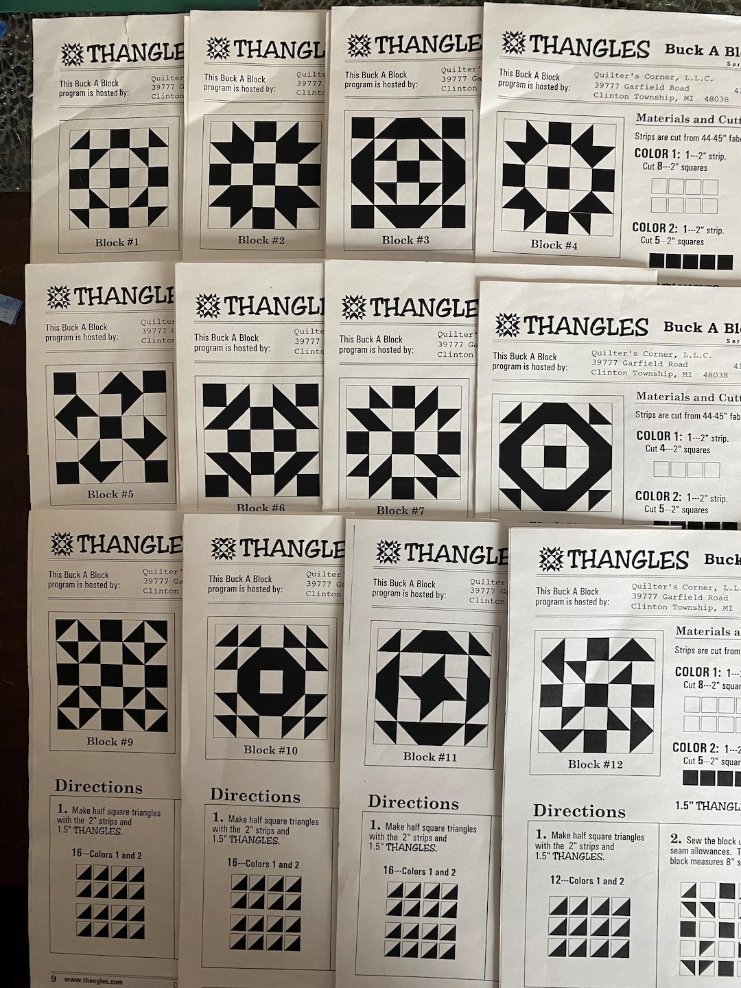 Thangles 12 Traditional Quilt Block Patterns - 2005 - Quilting Supply - Make Pillows ...