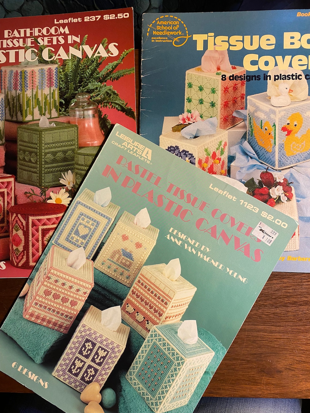 Tissue Covers in Plastic Canvas Needlepoint - Choose Design - Leisure ...