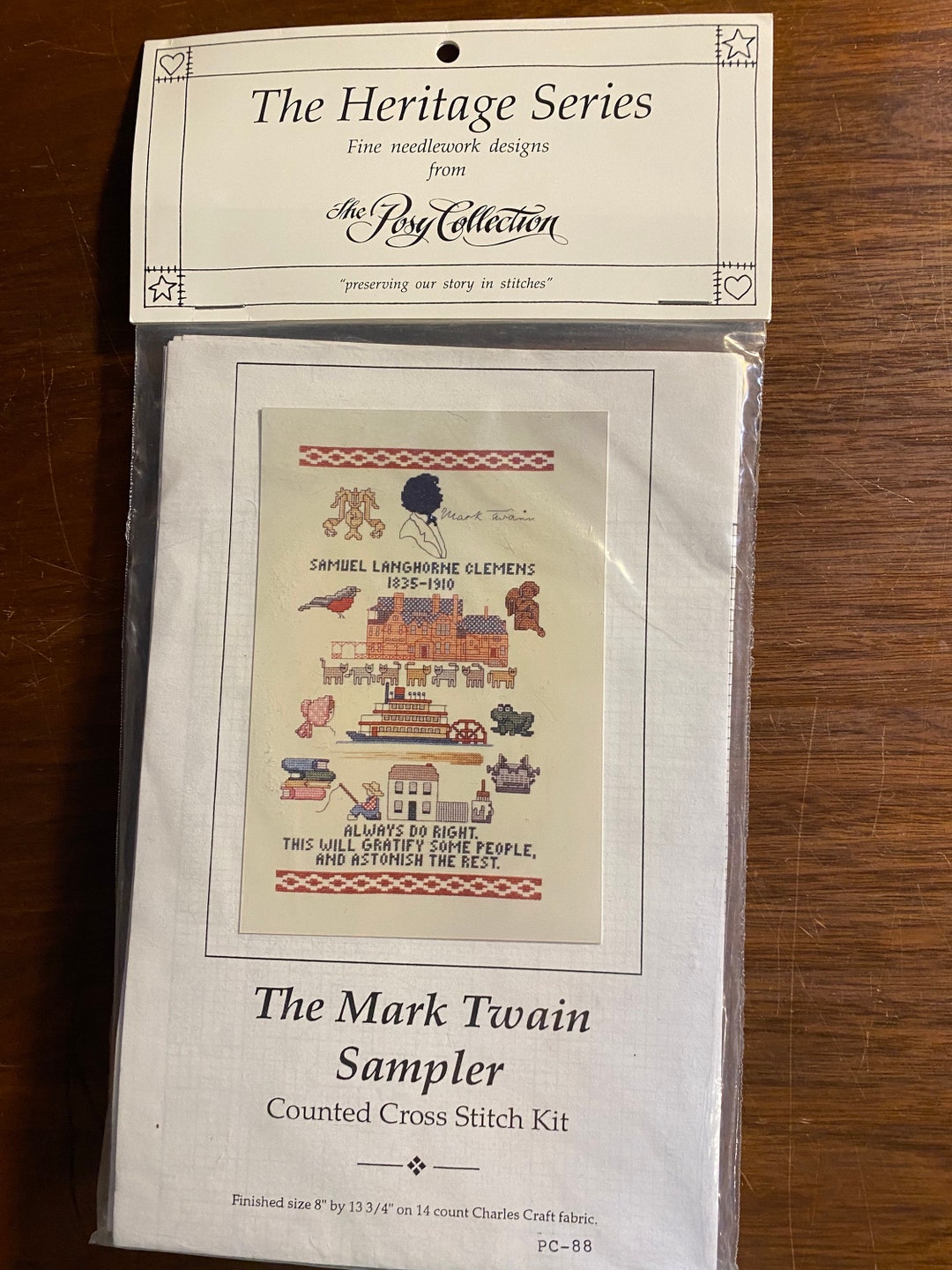 Mark Twain Sampler Early American Heirloom Cross Stitch Kit Heritage ...
