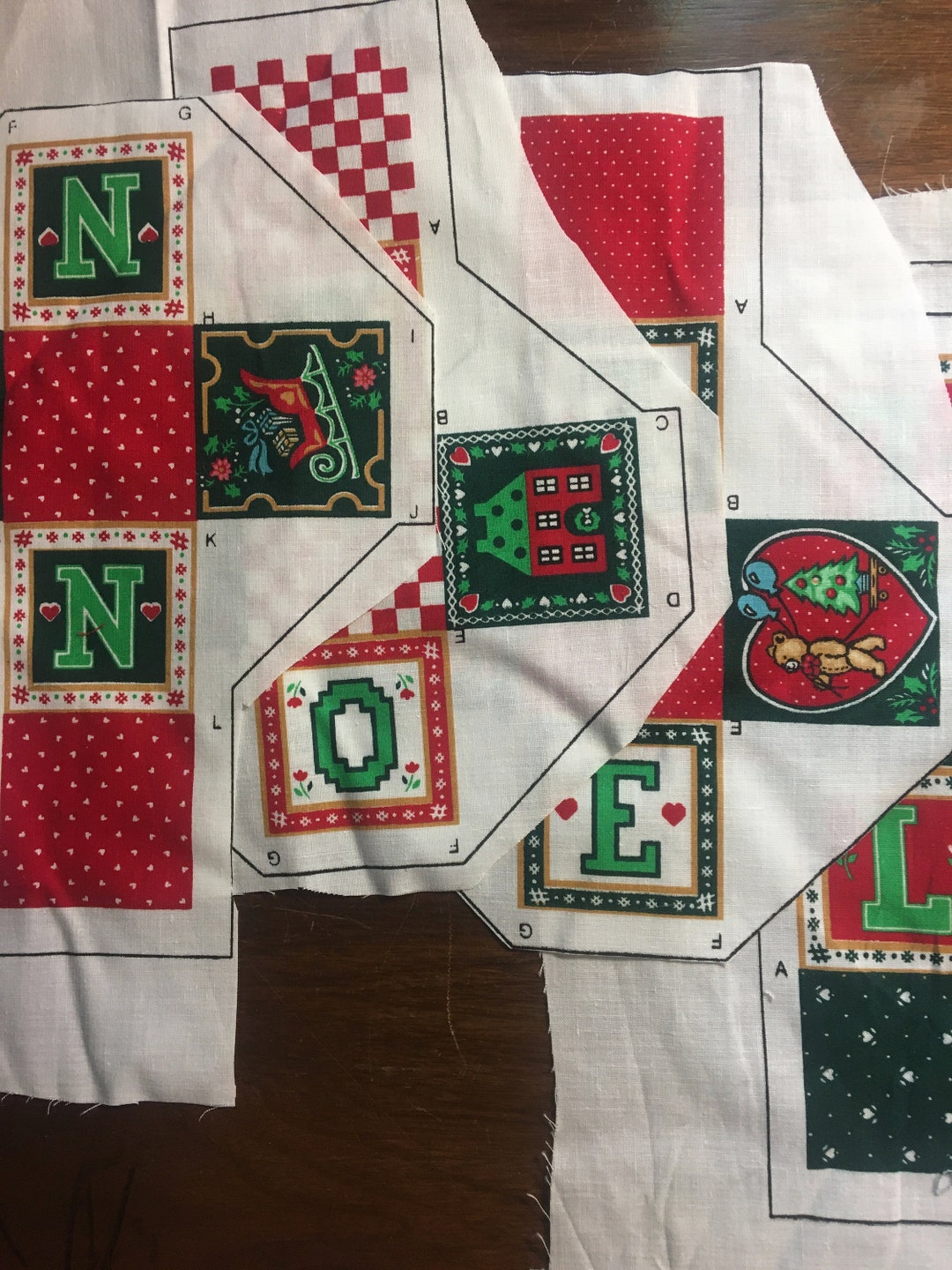 Fabric Noel Blocks Ornaments Christmas Panel, 4 Ready to Sew Into ...