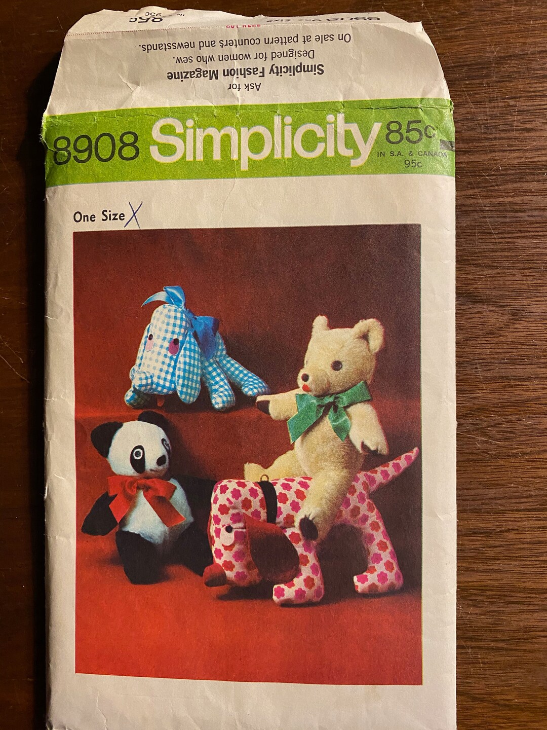 Soft Stuffed Animals - Dogs, Bear, Panda - Simplicity 8908 Pattern ...