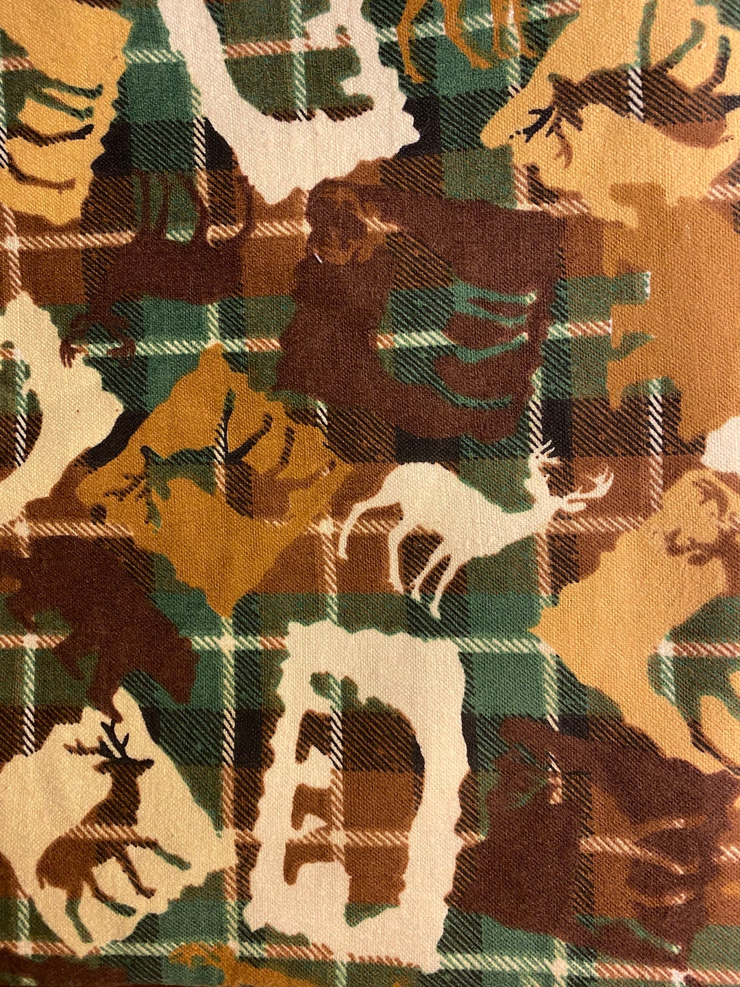 Buck / Deer / Bear Outdoor Forest Flannel Fabric 36 X 44 Ready for ...
