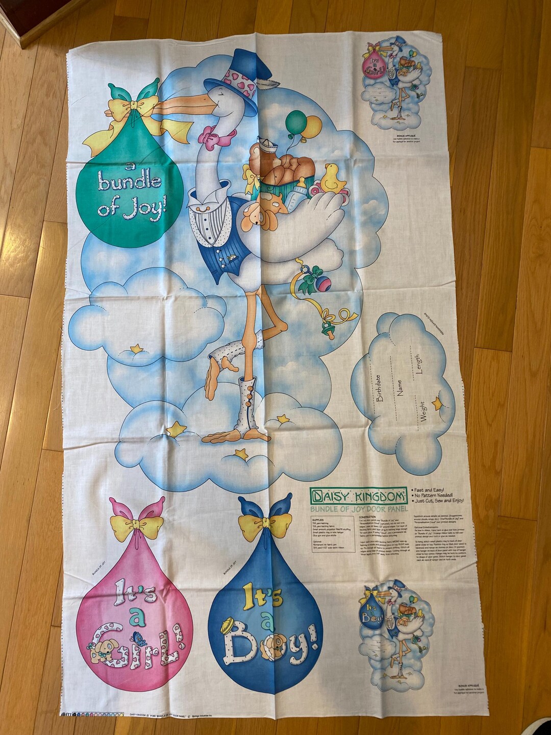 Bundle of Joy Door Panel Fabric Panel Daisy Kingdom Stork With Either ...