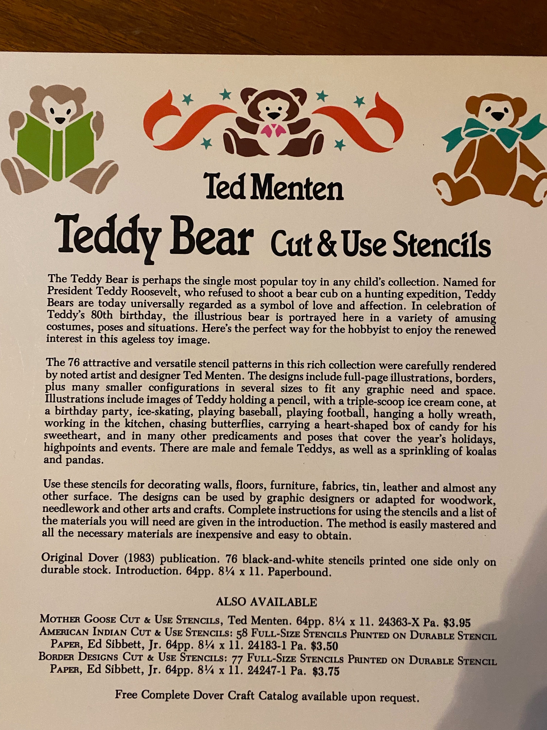 Teddy Bear Cut & Use Stencils 76 Designs Patterns Ted | Etsy