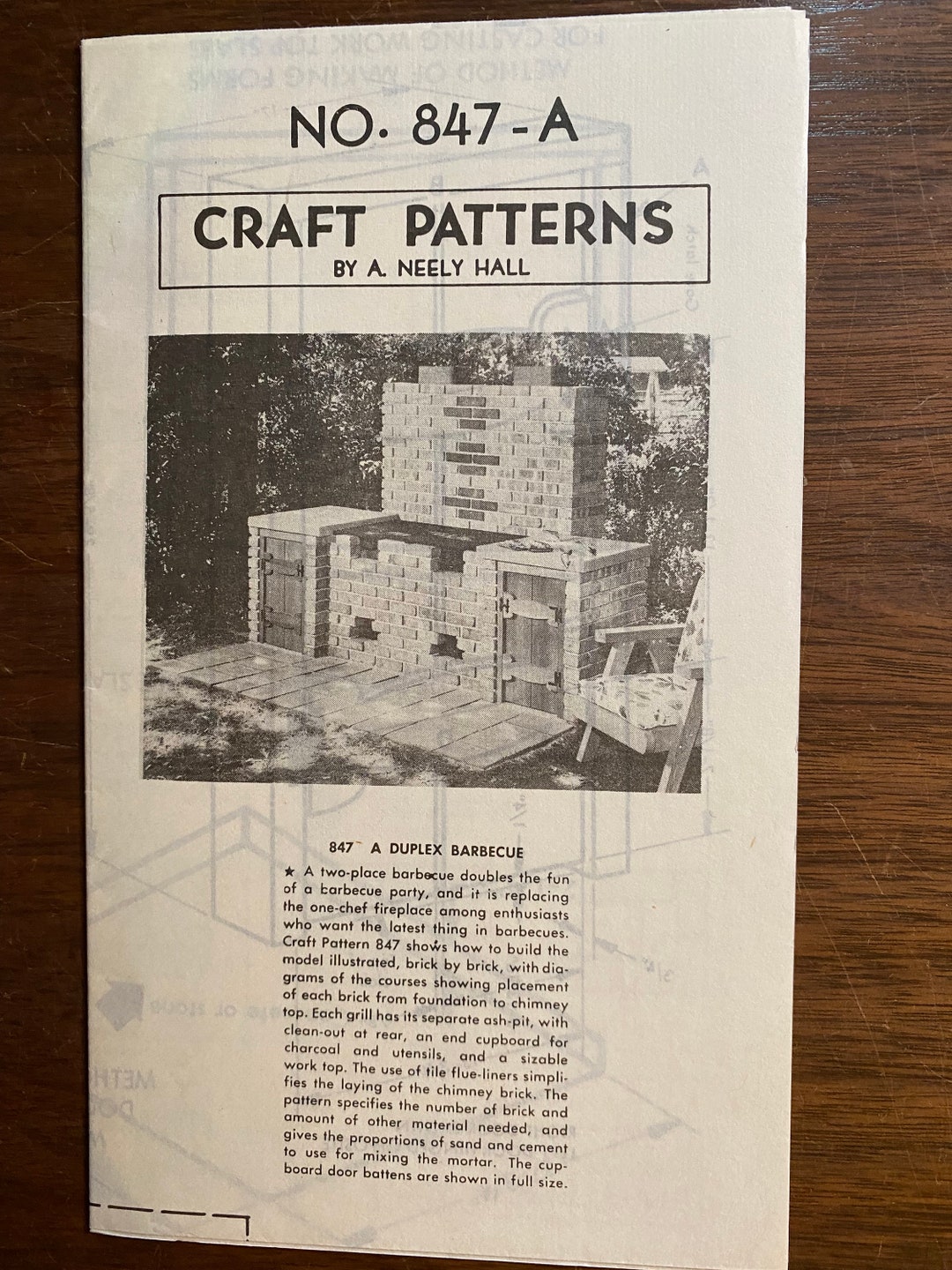 Brick Duplex Barbecue Craft Pattern No 847-A - A Neely Hall - Materials ...