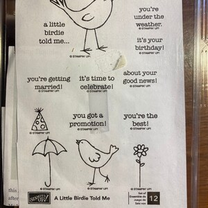 Stampin UP Rubber Stamp Blocks A Little Birdie Told Me Set - Etsy