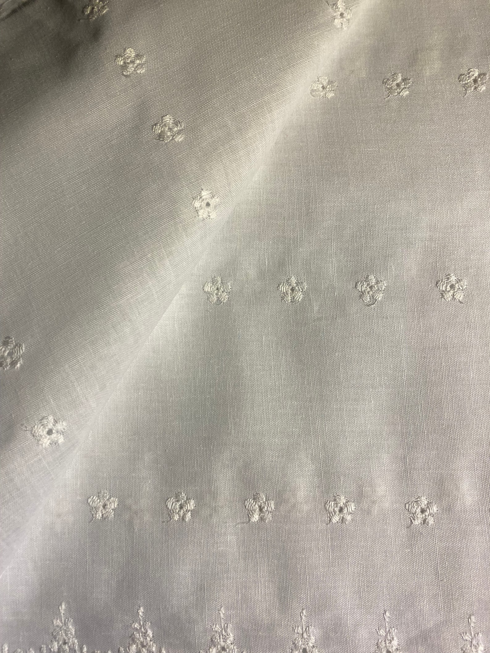White on White Eyelet Fabric Embroidered Flowers - Eyelet 7" Lace ...