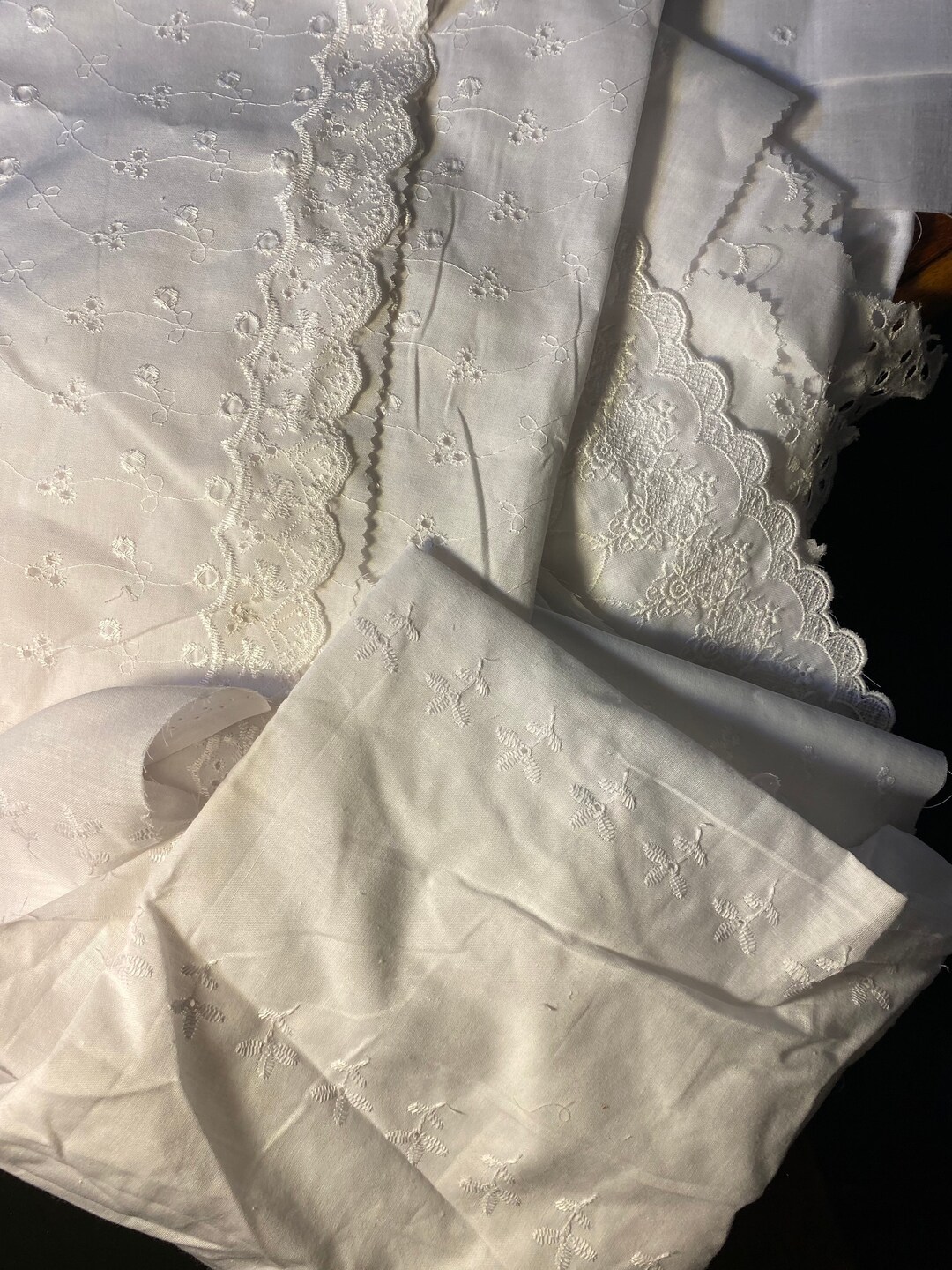 White on White Eyelet Fabric Embroidered Flowers Eyelet Bundle Some ...