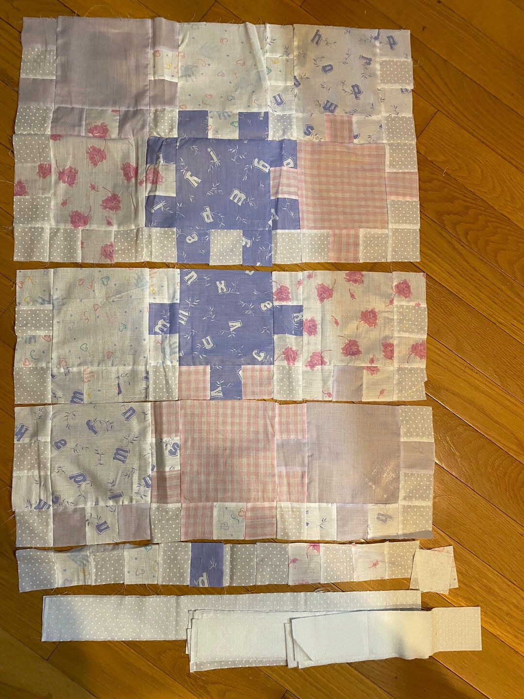Pastel Quilt Fabric Bundle Blocks / Pieces - Partially Sewn Together ...